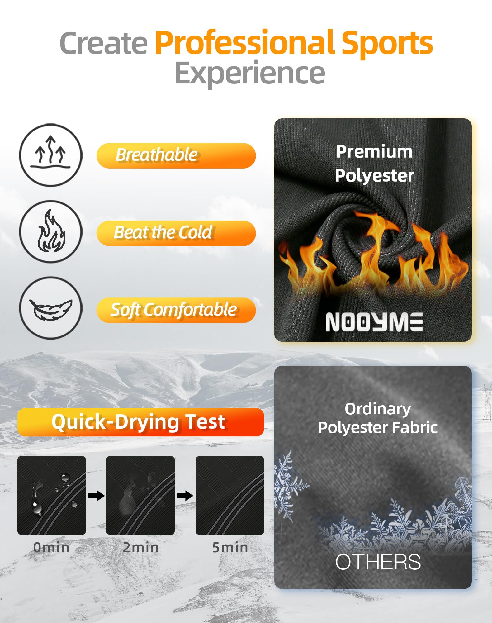 NOOYME Thermal Underwear for Men Long Johns for Men, Long Underwear Mens Base Layer Men for Cold Weather Black-grey