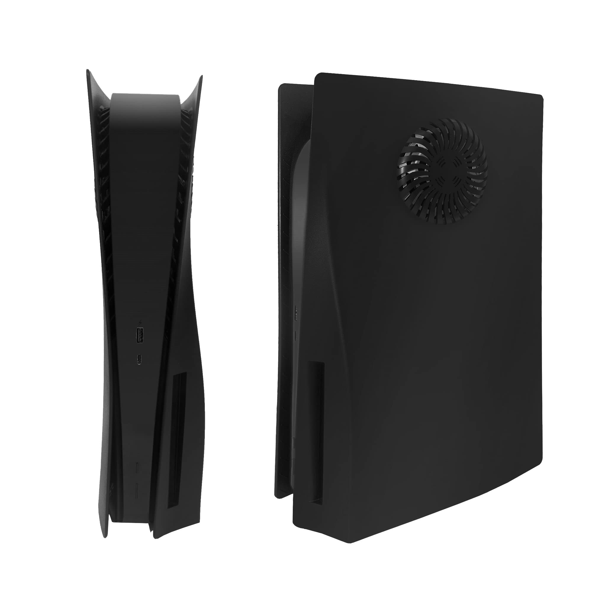 ZBBLZMM PS5 Plates Black for Playstation 5 Disc Edition | PS5 Cover Plates with Cooling Vents for Extra Heat Dissipation | Hard and Shockproof Anti-Scratch ABS PS5 Face Plates