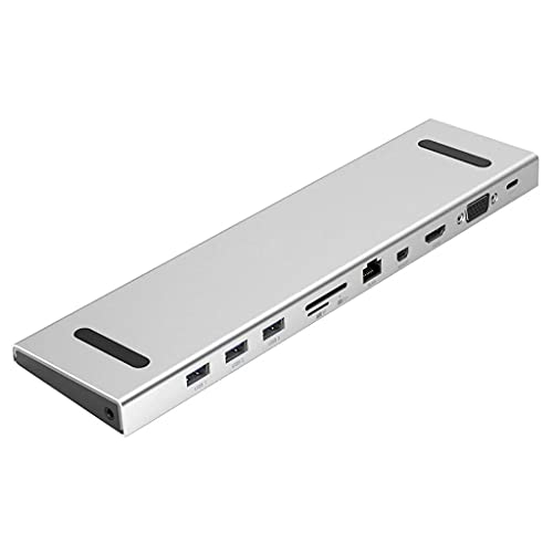 WYFDP 10 in 1 Type-c HUB TF&SD Card Reader VGA Mini DP HDMI-Compatible RJ45 PD Charger USB3.1 Laptop Hub