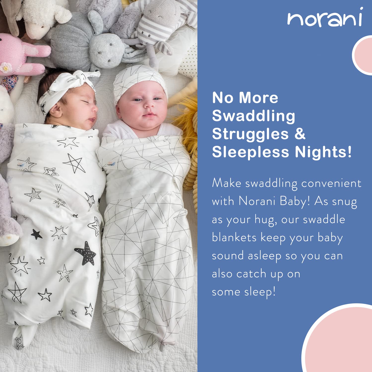 Norani Baby Snugababe Swaddle | Organic Cotton | Patented Newborn Baby Swaddle Blanket with Arm Inserts and Fastener | Geometric