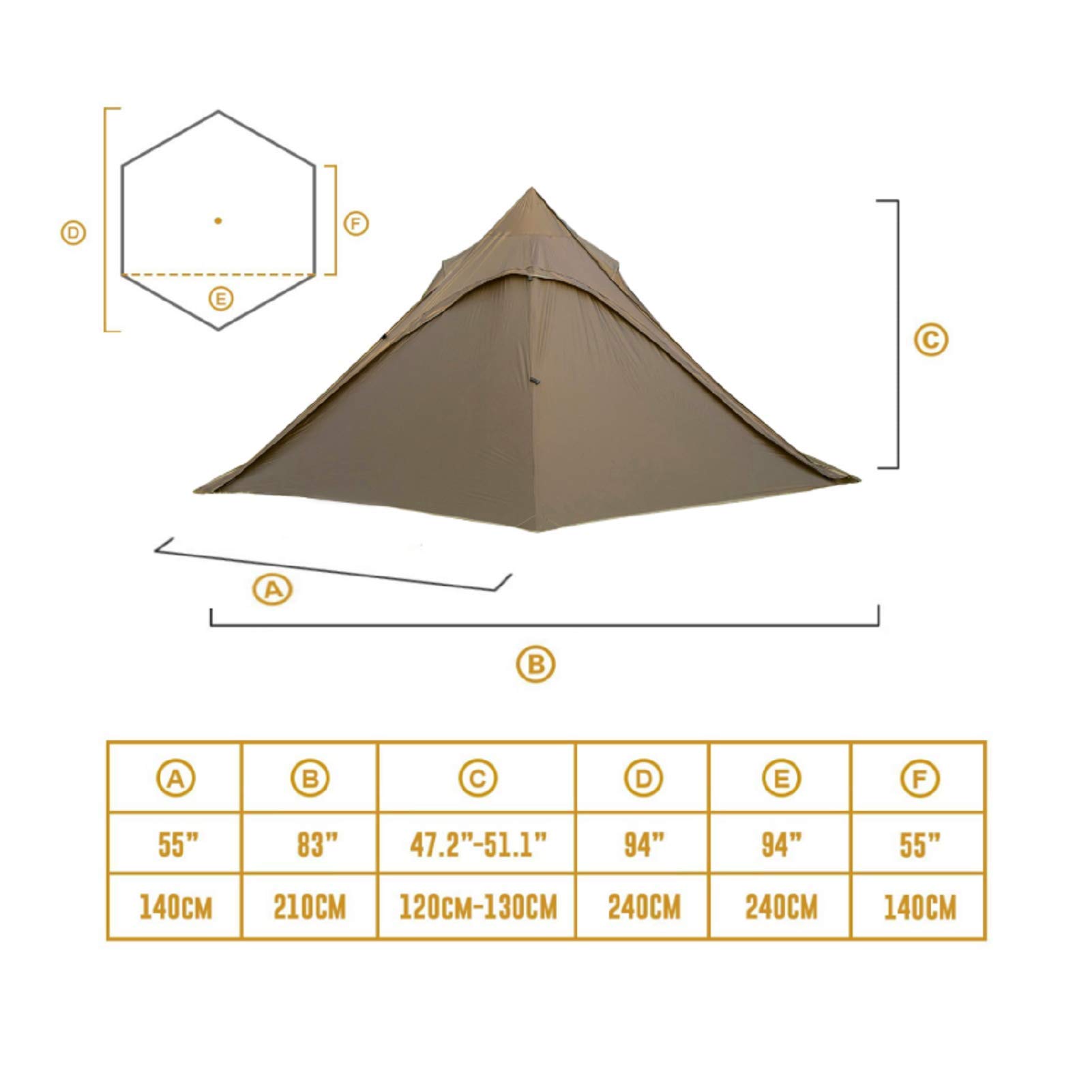 OneTigris TIPINOVA Backpacking Tent for Camping Hiking Trekking 1-2 Person, 2.6lb Backpacking Teepee Tent, No Pole Included