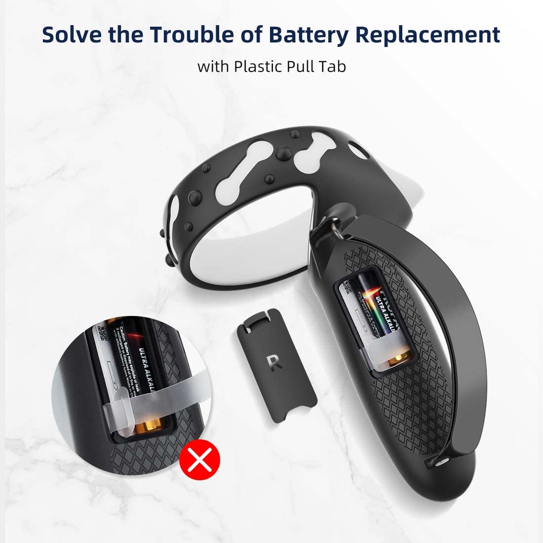 Upgraded Controller Grips Compatible with Oculus Quest 2 Accessories, Extended Controller Grips Cover for Quest 2 Accessories Crash/Fall Protector with Battery Opening Adjustable Knuckle Velcro Straps