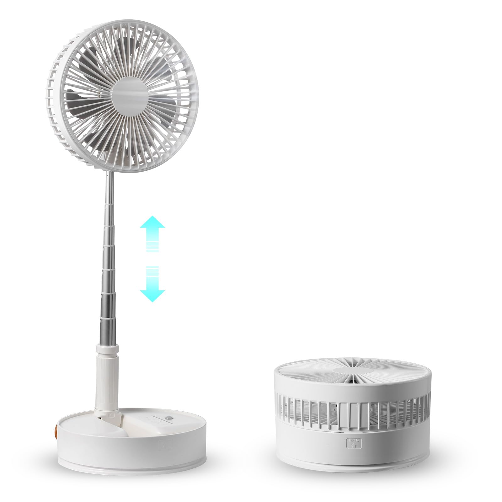 VEVOR 12 Inch Foldable Oscillating Standing Fan with Remote Control, 8 Speed Adjustable Portable Desk Quiet Fan, 10800mah Rechargeable USB Fan, Folded Rotating Floor Fan for Bedroom Office Travel