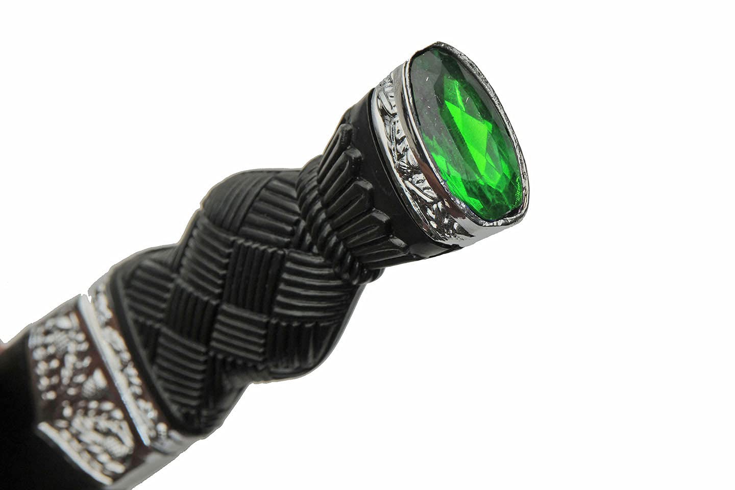 Szco Supplies 7" Emerald Colored Adorned Sgian Dubh Scottish Dirk Knife with Scabbard Black, 211545-GN