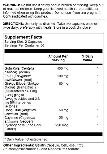 Natural Balance Super Ginkgo Biloba Plus | Brain & Circulation Formula to Help Support Focus, Memory & Blood Flow | with Gotu Kola | 100ct, 50 Serv.