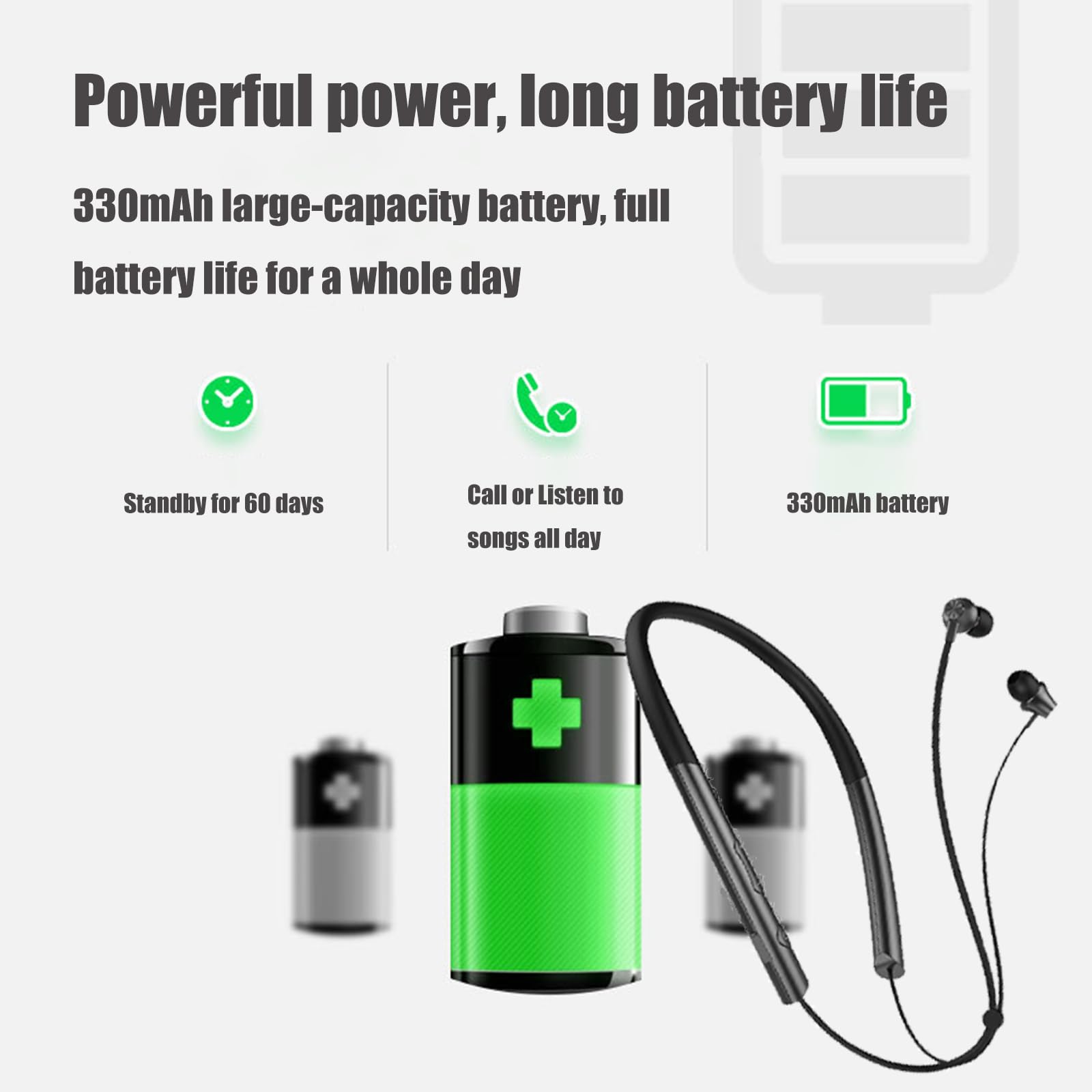 Mosonnytee Bluetooth Headphones Wireless Earbuds Neckband with mic Noise Cancelling Wireless Headset 400 Hours Standby time for Sports (Blue)