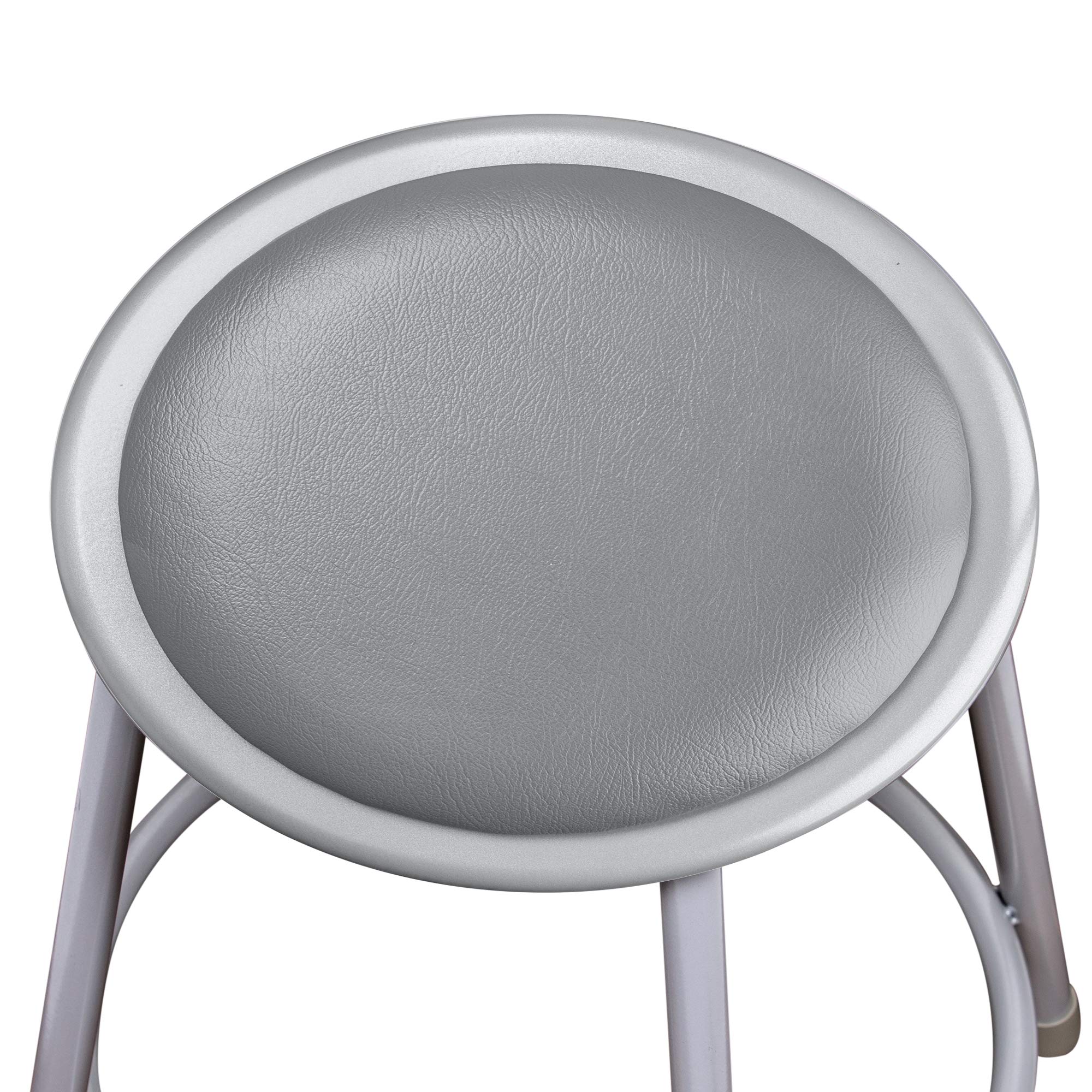 OEF Furnishings (2 Pack) Height Adjustable Grey Vinyl Padded Stool, 31-38" High