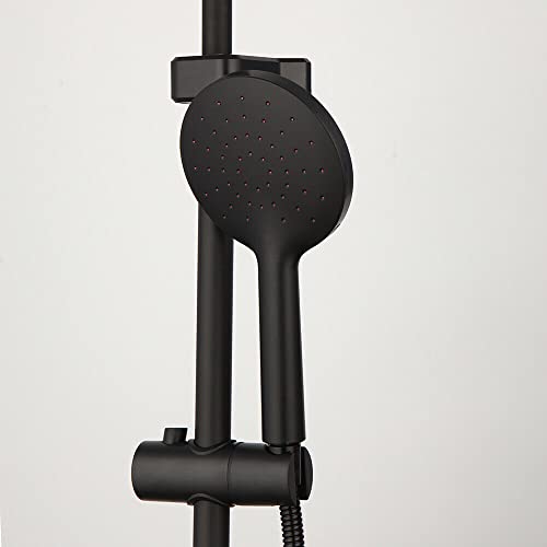 Yanksmart Black Shower System Set Rainfall Spout Round Head with Wall Mounted Handheld Spray Mixer Tub Shower Faucet Set