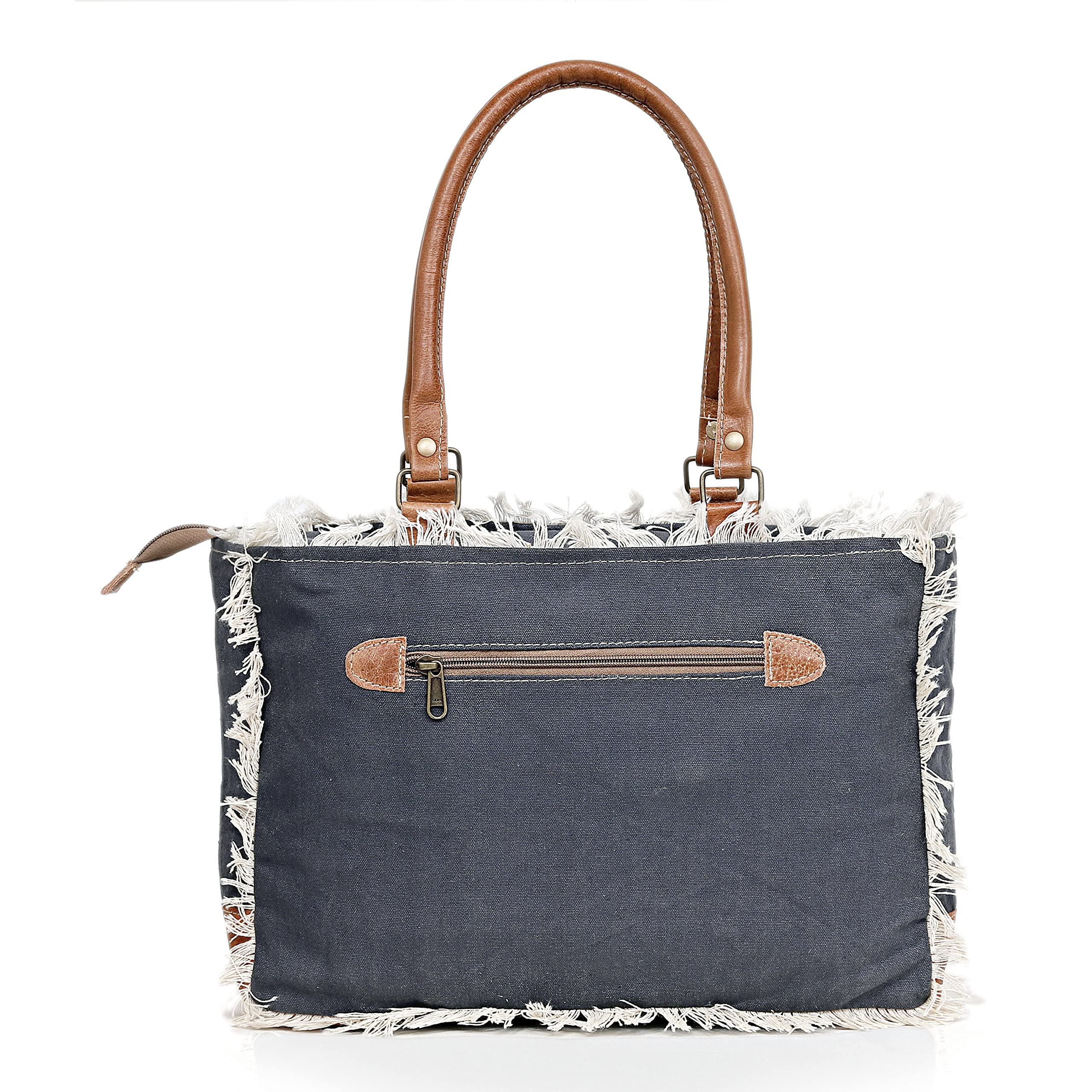 Upcycled Canvas & Leather Shoulder Bag Tote Crossbody Purse for Work Leather Tote Bag Classic Women Canvas Tote Bag (style 1)