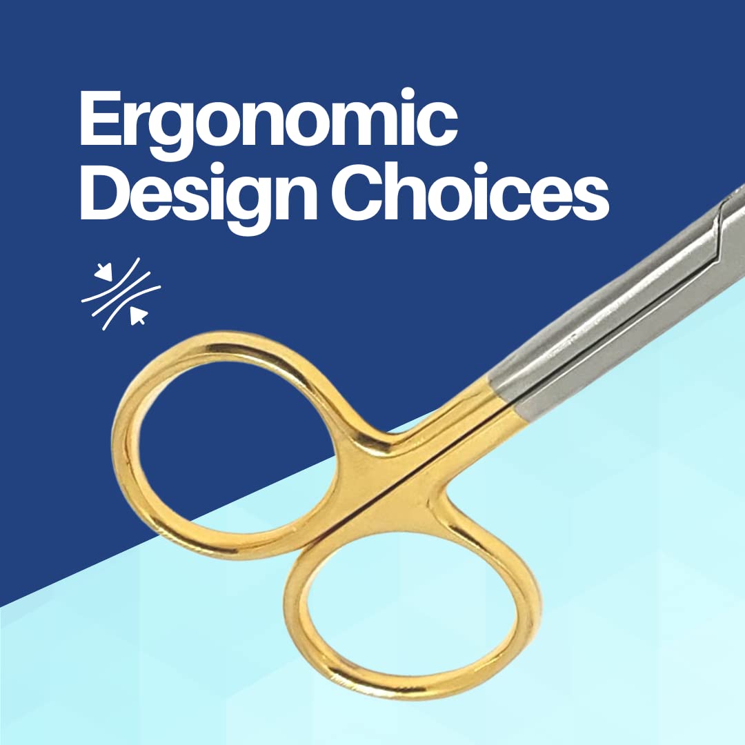 Scissors Curved 5 inches with tungsten carbide inserts Gold Plated handle extra sharp ARTMAN BRAND