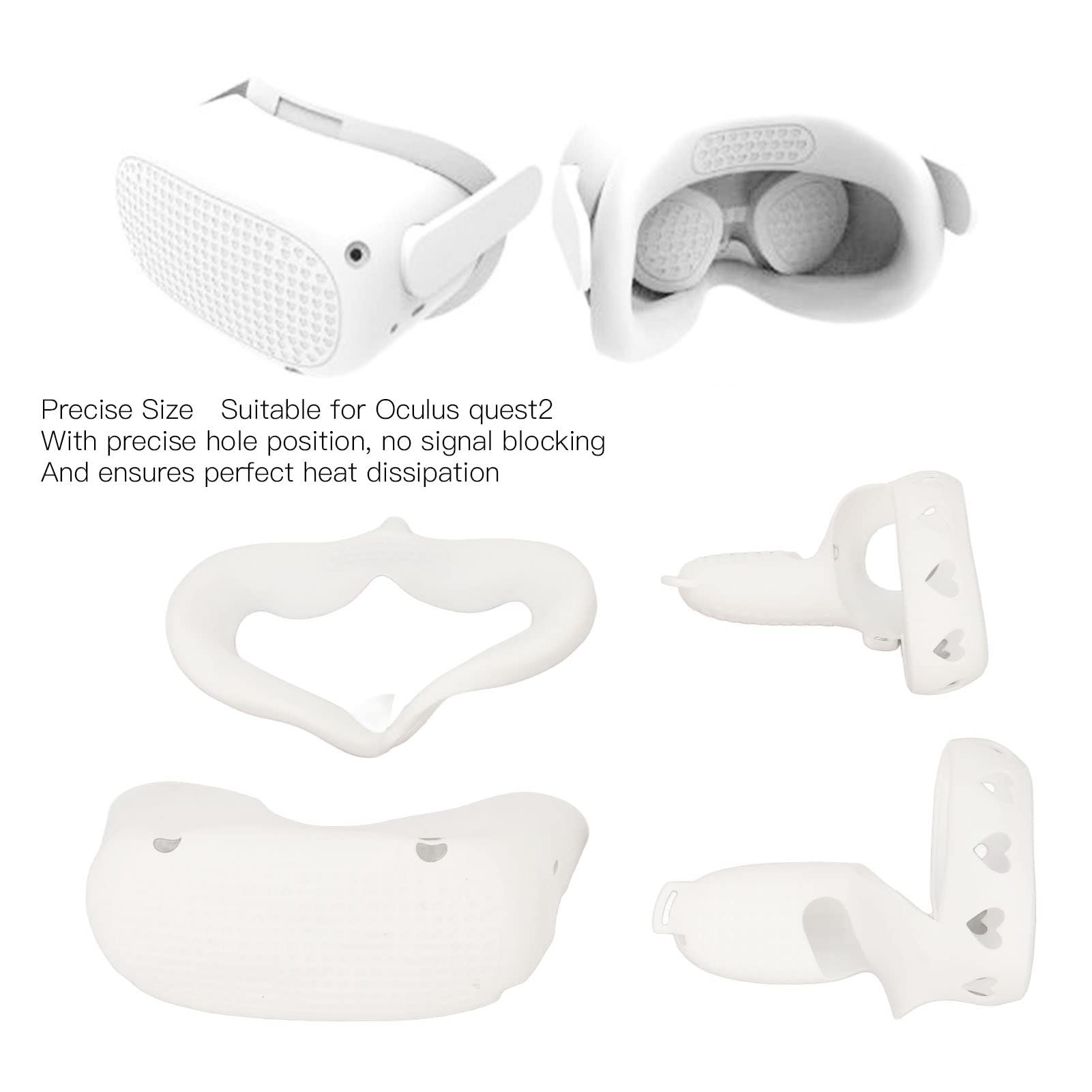 VR Protective Shell Set, Protective Silicone Grip Face Eye Cover for Quest2, Shock Absorbing Scratch Proof VR Shell Cover for Quest2