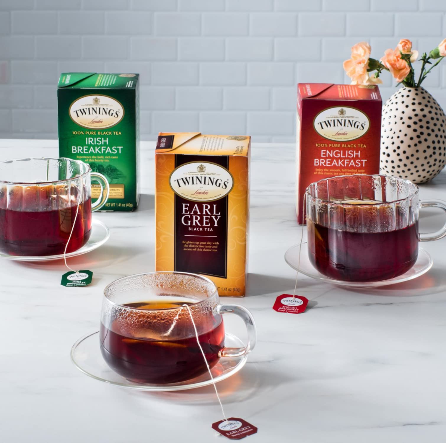 Twinings Tea Bags & By The Cup Honey Sticks Variety 40 Ct including English Breakfast, Earl Grey, & More