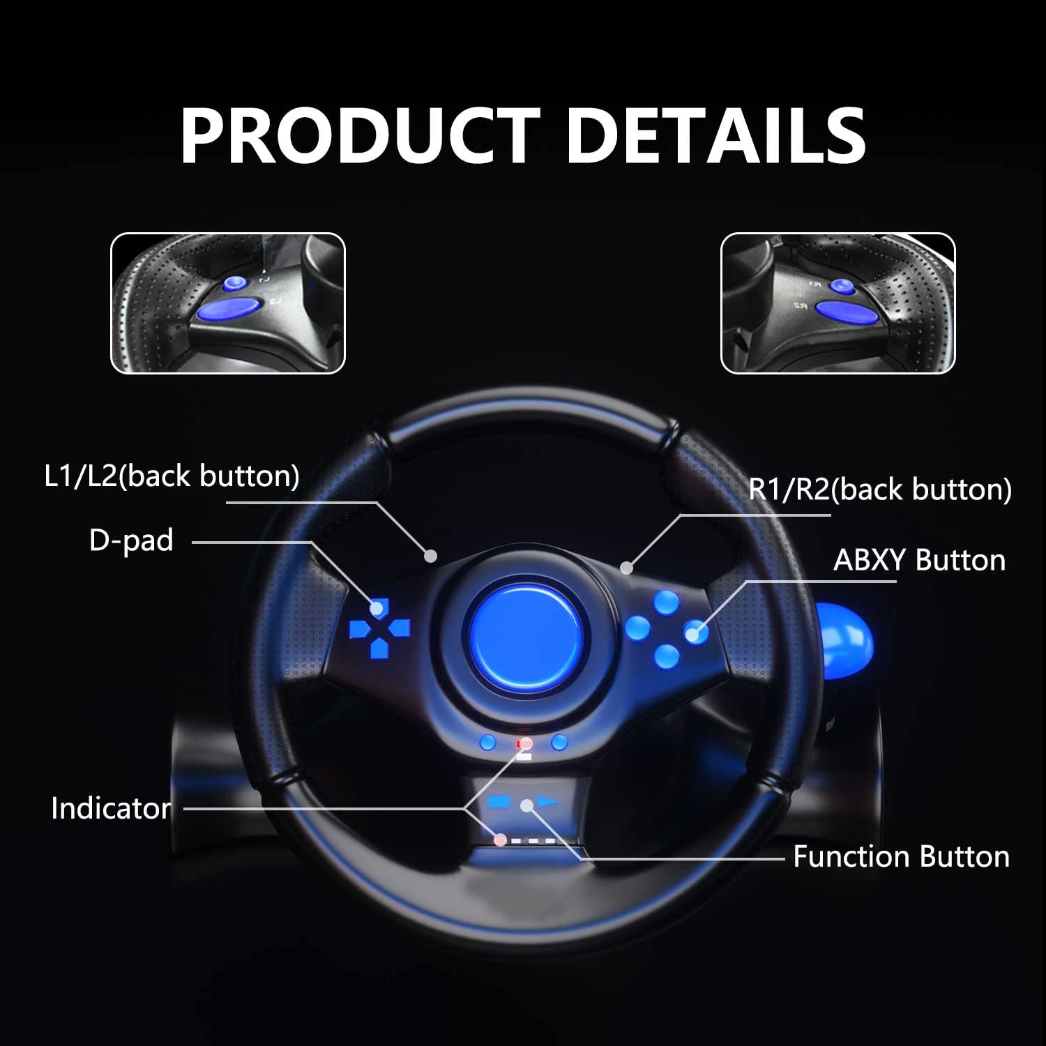 SZYUYU Racing Steering Wheel with Pedals/Paddles Shifter and Vibration for PS4/ PS3/ XBOX One/XBOX 360/Switch/PC Racing Steering Wheel