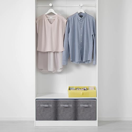 PowerKing Collapsible Storage Cubes with Handles, Fabric Foldable Bins for Closet Shelves, Durable Organization Storage Bins, 10.5'' x 11'' x 10.5'' (2Pack, Grey Stripes),(809-P2)