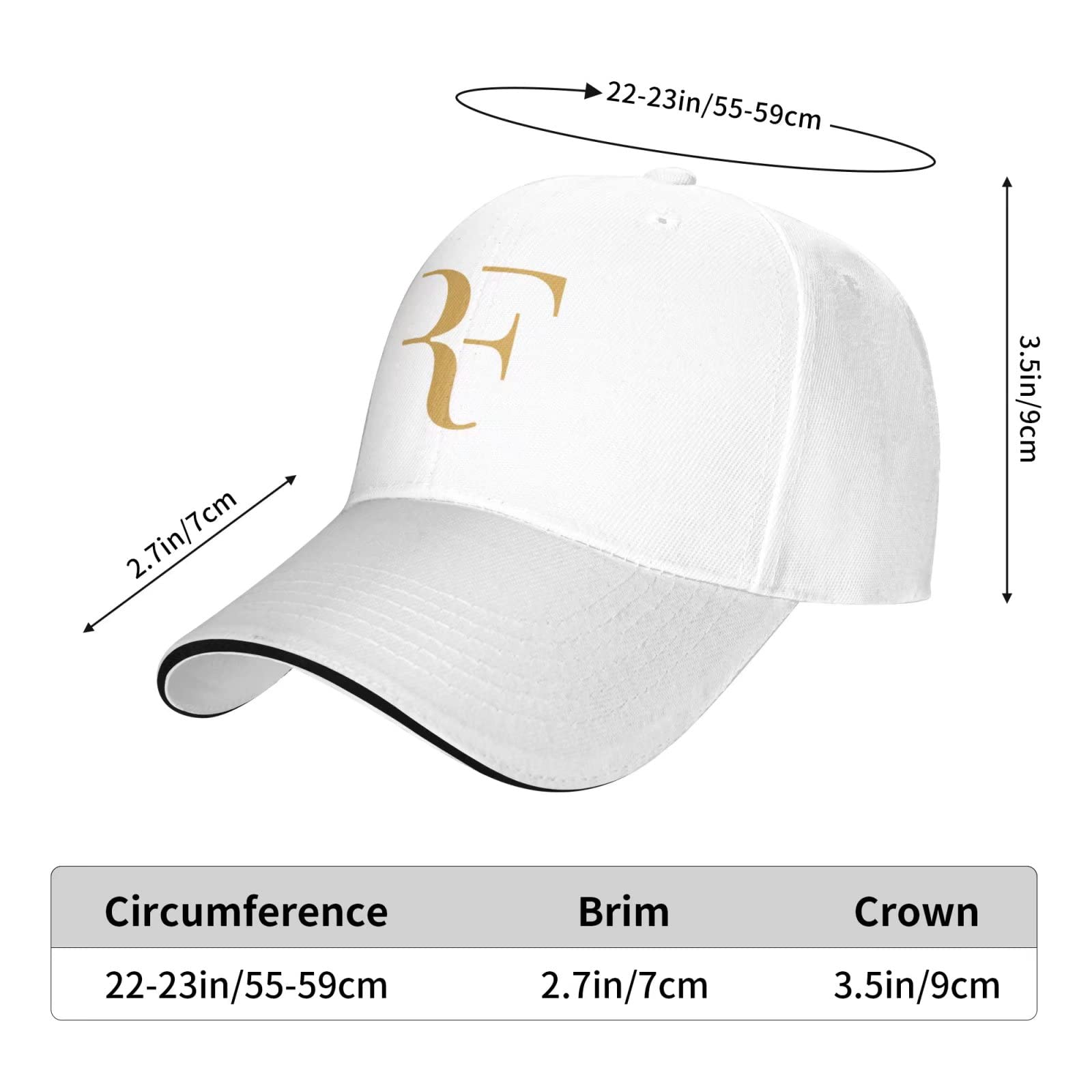 ROGER FEDERER Hat Adult Unisex Classic Adjustable Sandwich Baseball Caps Hats for Mens&Women's White