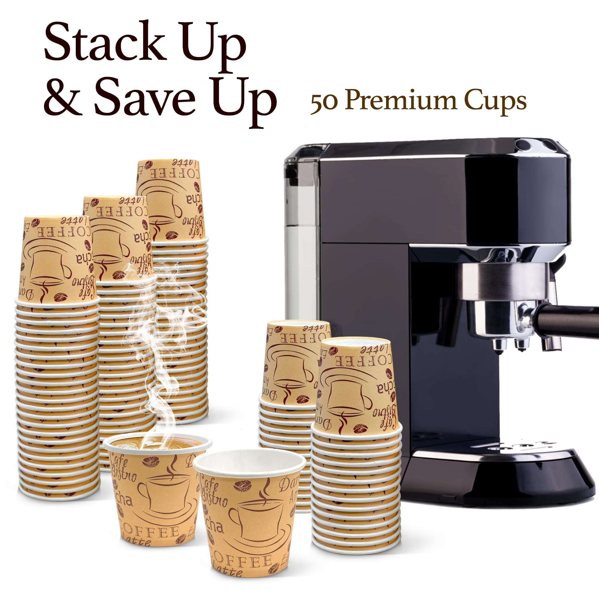 Shop Square 4 oz Disposable Espresso Cups, 50 Pack Small Disposable Cups, Small Paper Hot Cups for Coffee and Tea, Disposable Paper Cups for Home, Offices and Restaurants