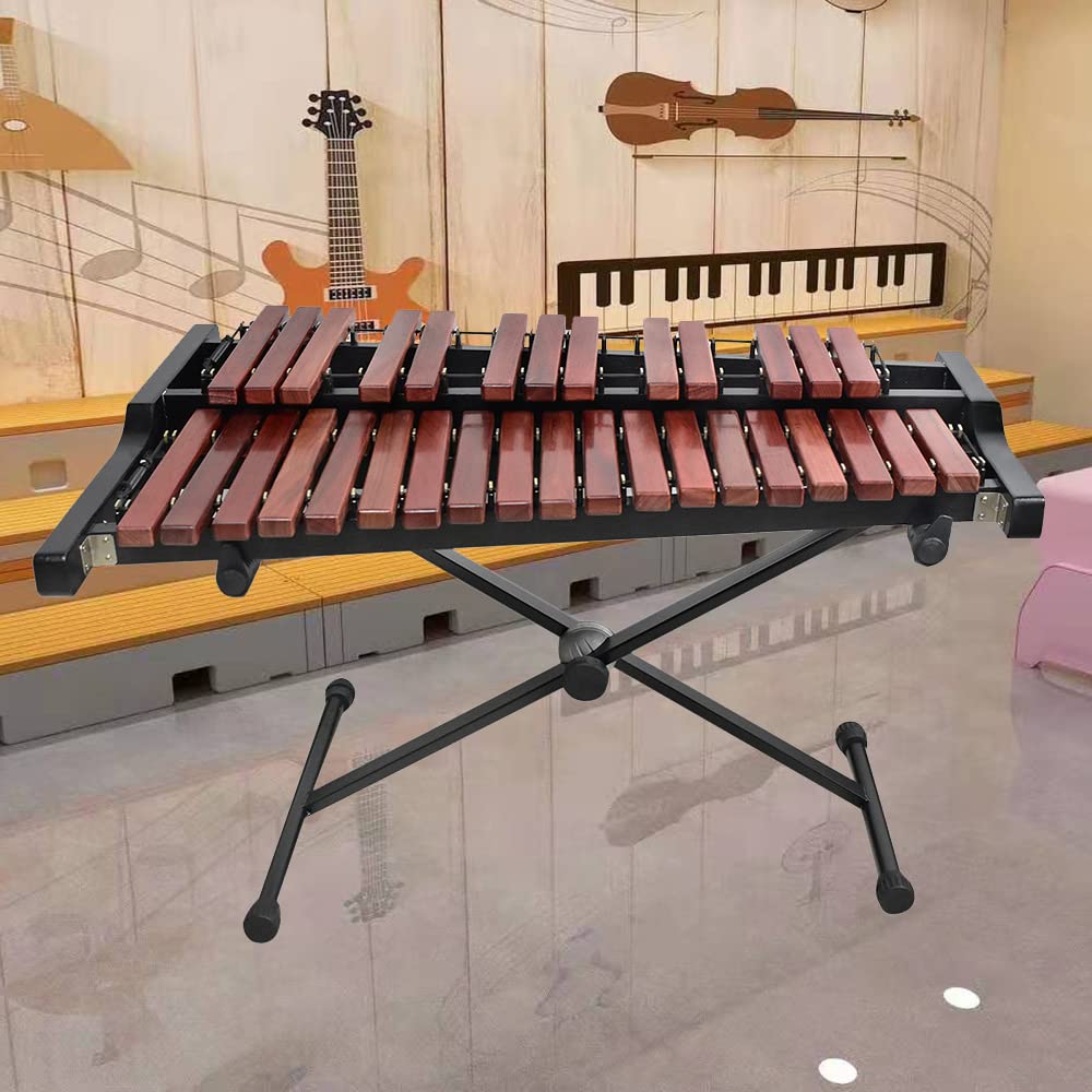 TNZMART 32 Key Xylophone Set with Adjustable Stand Wooden Glockenspiel Percussion Educational instrument