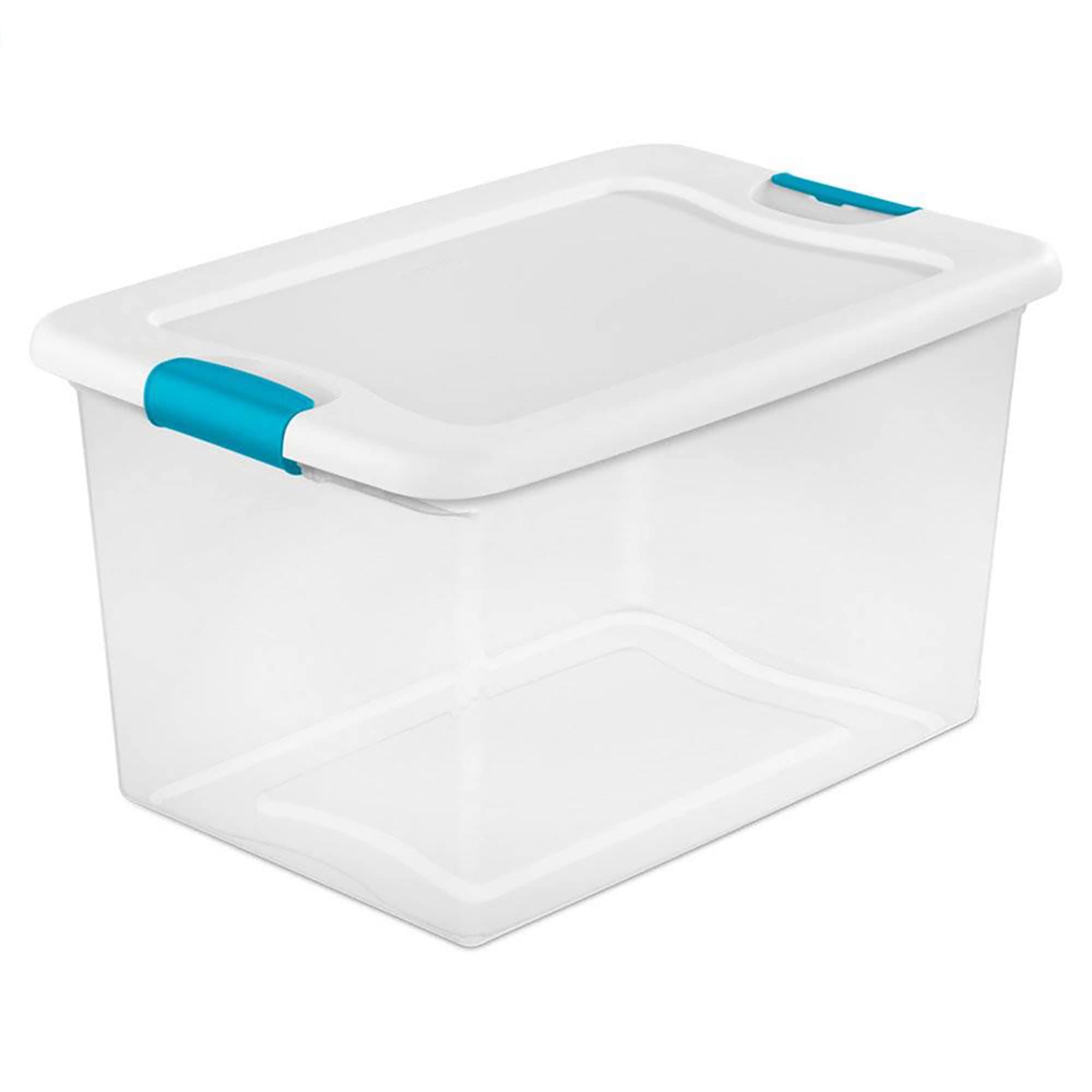 Sterilite 64 Quart Large Latching Stackable Clear Plastic Storage Tote Box, 12 Pack & Deep Clip Container Bins for Organization and Storage, 4 Pack