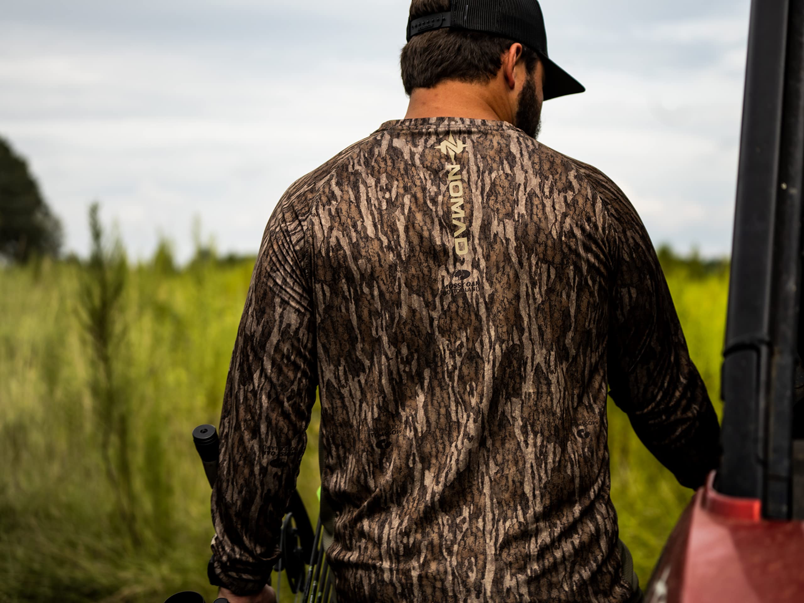 Nomad Mens Pursuit Long Sleeve Shirt, Hunting Shirt with Sun Protection, Mossy Oak Bottomland, 3X-Large