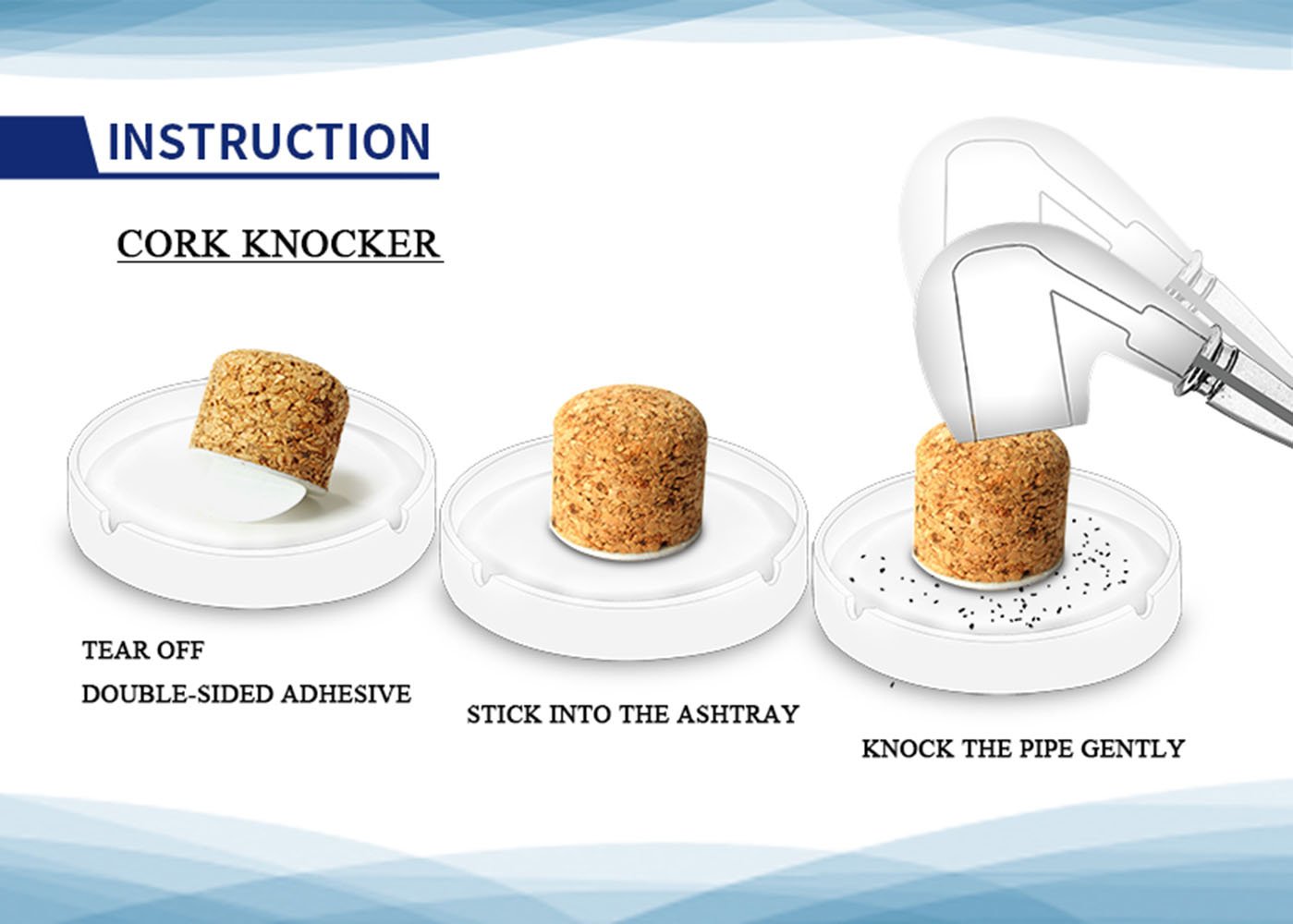 MUXIANG 10 PcsTobacco Pipe Cork Knocker Ashtray for Cigar Cigarette Soft Wooden Cork Stopper Adhesive Strip Tobacco Pipe Cleaning Tool Rosewood Tobacco Pipe Briar Wood Pipe Ebony Pipe FB0005