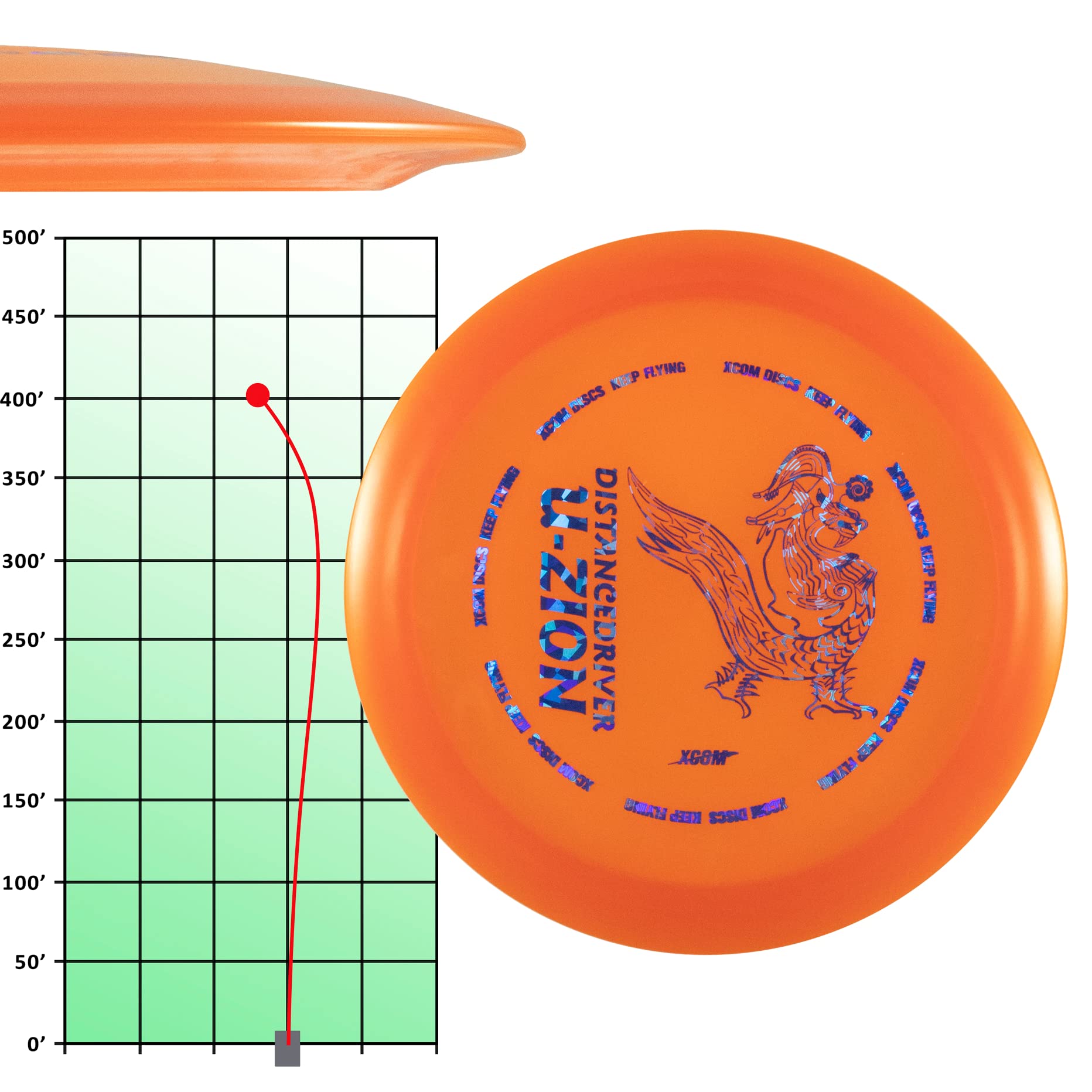XCOM Zion | Disc Golf Beginner Distance Driver | Durable Plastic (Orange)