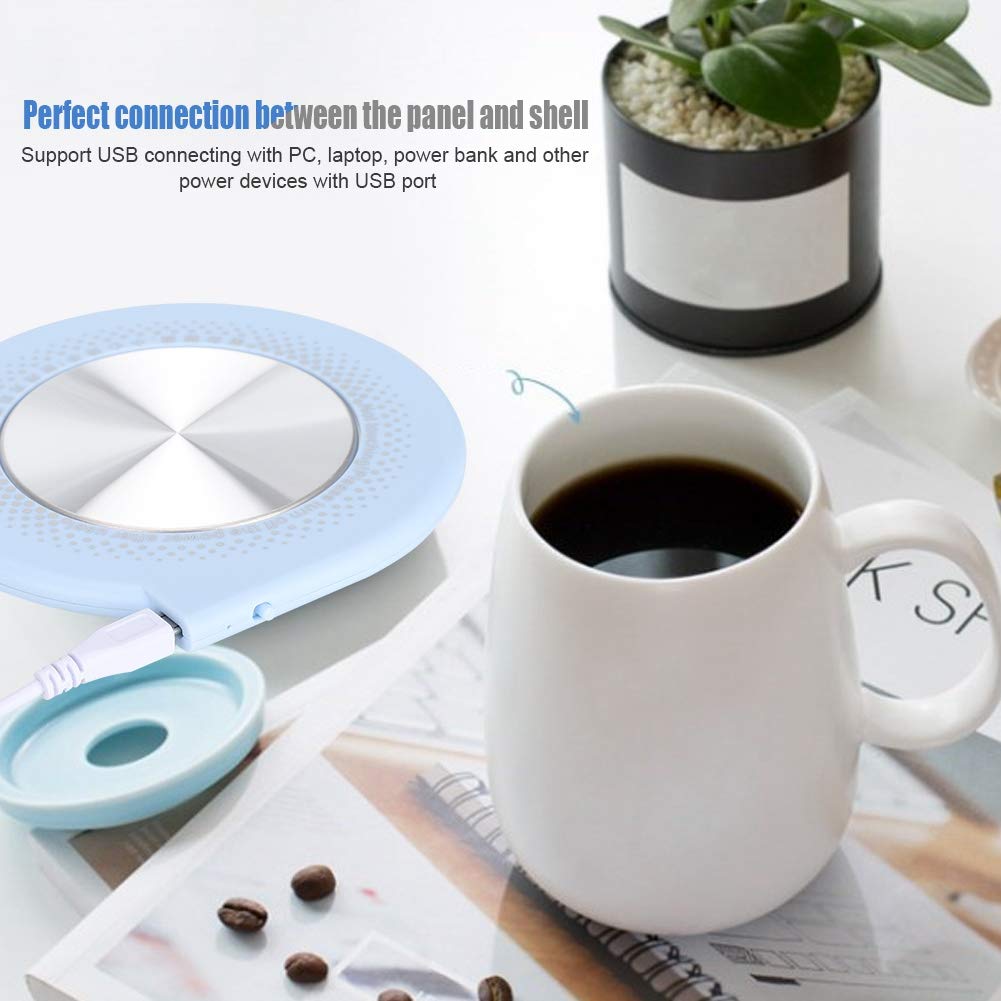 USB Cup Mug Heating Mat, Coffee Mug Warmer for Office Home Desk, USB Heater Insulation Pad Coaster Cup Warmer Heating Plate (Blue)