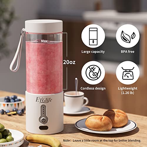 Small Blender, ETGlife Small Blender for Shakes and Smoothies, 18.5 Oz Travel Cup Design, 6 Blades & 150W Power Portable Blender with USB C Rechargeable, Perfect for Travel, Office, Gym & School