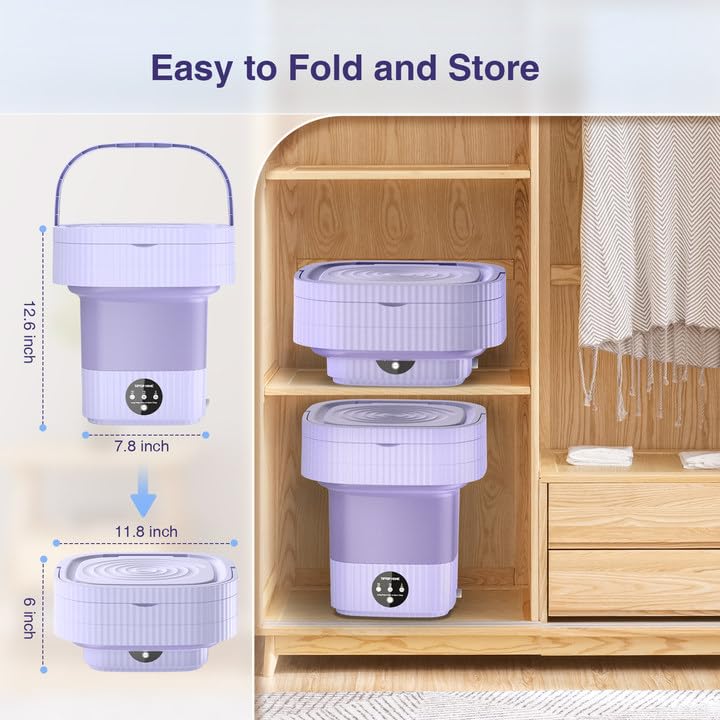Portable Washing Machine, 10L Foldable Washer Machine, 3 Modes Deep Clean Small Item Baby Clothes Pet Supplies Underwears Socks Towels Suitable for Apartment Laundry Camping Travel