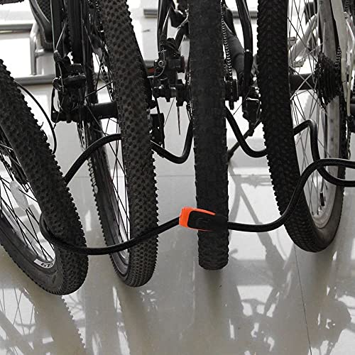 UPPVTE Mountain Bike Bicycle Cable Lock,Fixed Anti-Theft Steel Chain Lock Bicycle Accessories with Mounting Bracket with 2 Keys Anti-Theft Lock (Color : Black, Size : 1.8M)