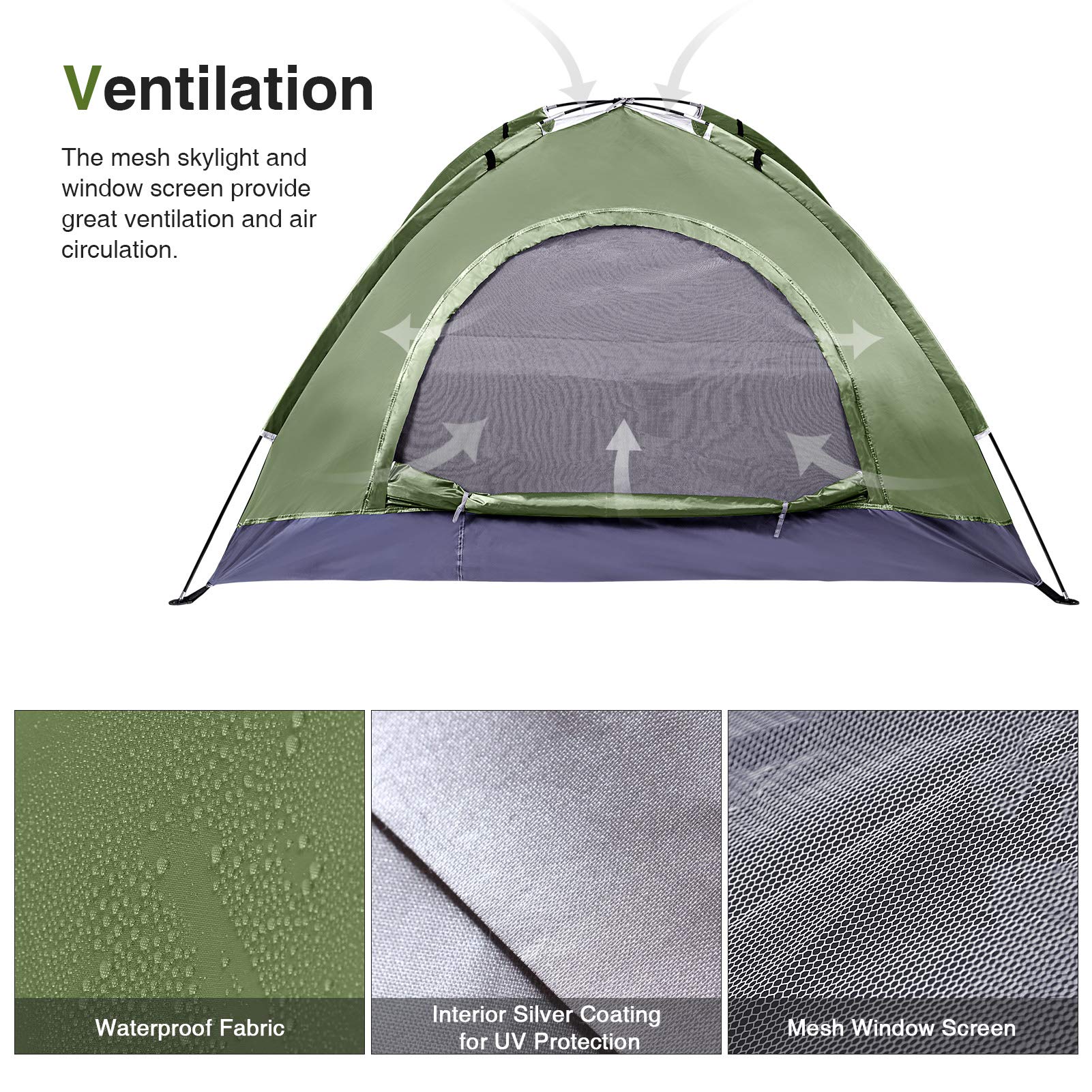 S.Y. Home&Outdoor Lightweight Backpacking Camping Tent for 2 Person Hiking Waterproof Backpack Tent - ArmyGreen