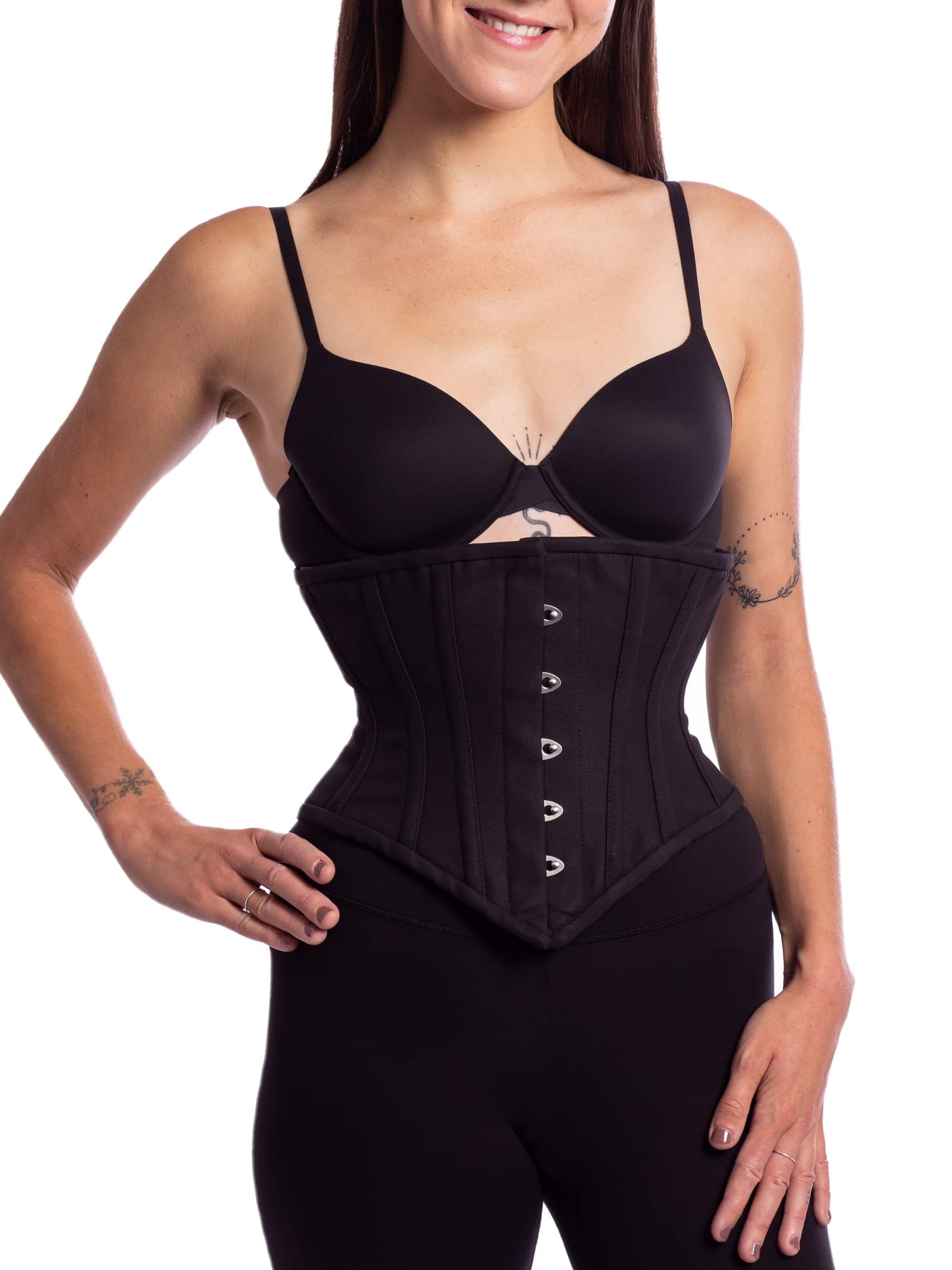 Orchard Corset CS-201 Womens Cotton Underbust Original Steel Boned Waist Trainer Corset - Black 28