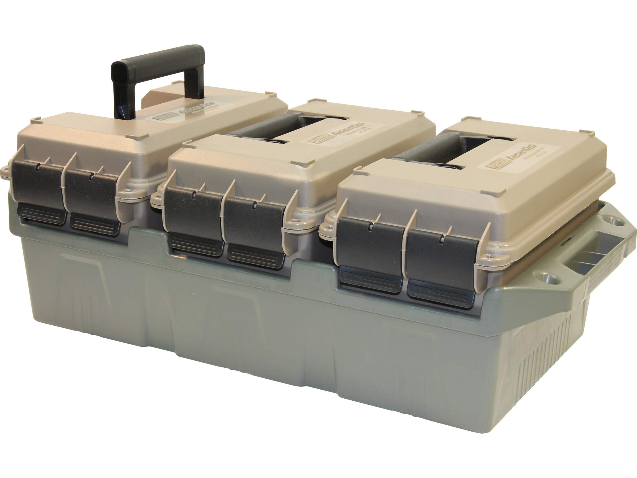 MTM AC3C 3-Can Ammo Crate, 50 Caliber, Convenient size, Store all types of boxed or bulk ammo, Stackable, easy carry and transport of multi-caliber ammo, Rugged tactical carrying crate