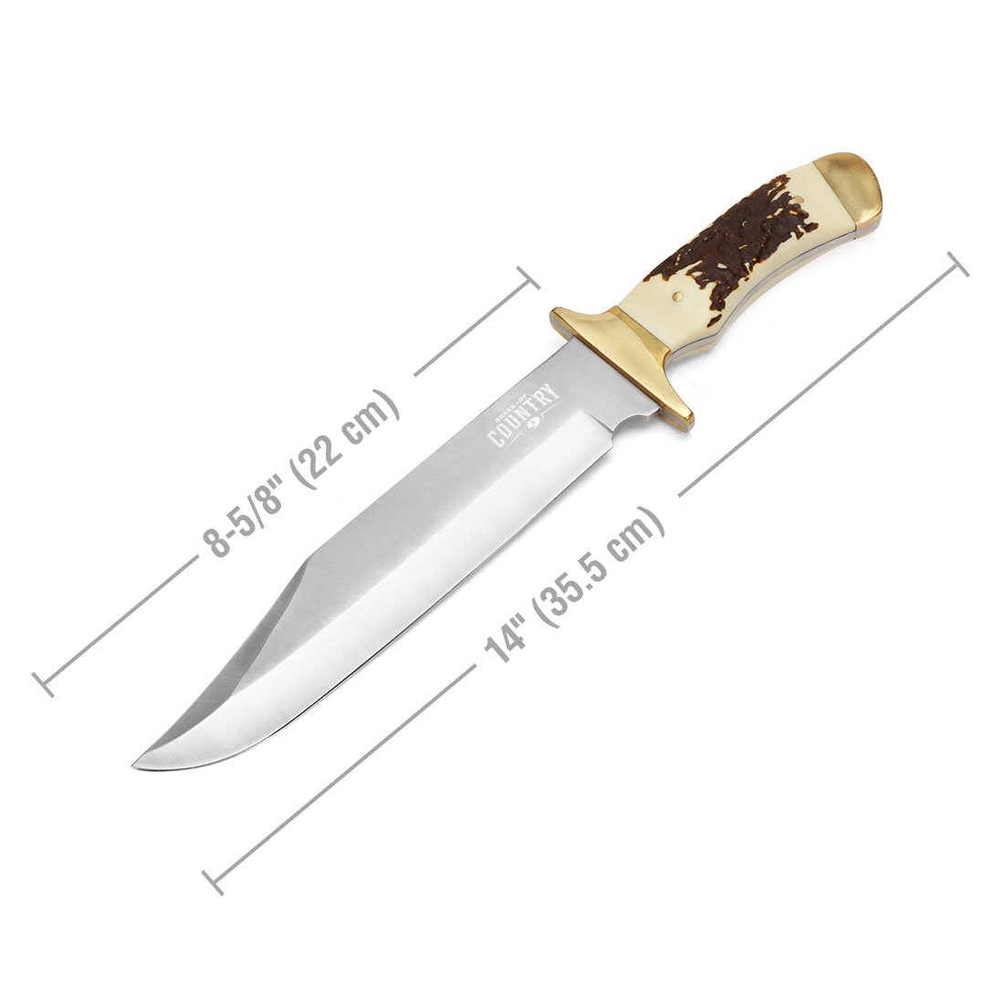 MOSSY OAK 14-inch Bowie Knife Stainless Steel Fixed Blade Full Tang Handle with Leather Sheath