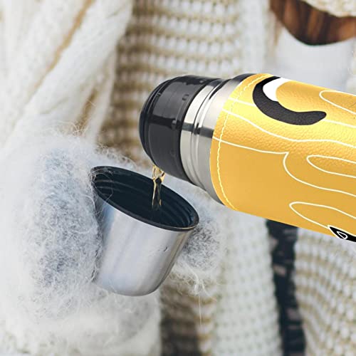 Stainless Steel Leather Vacuum Insulated Mug Cat Thermos Water Bottle for Hot and Cold Drinks Kids Adults 16 Oz
