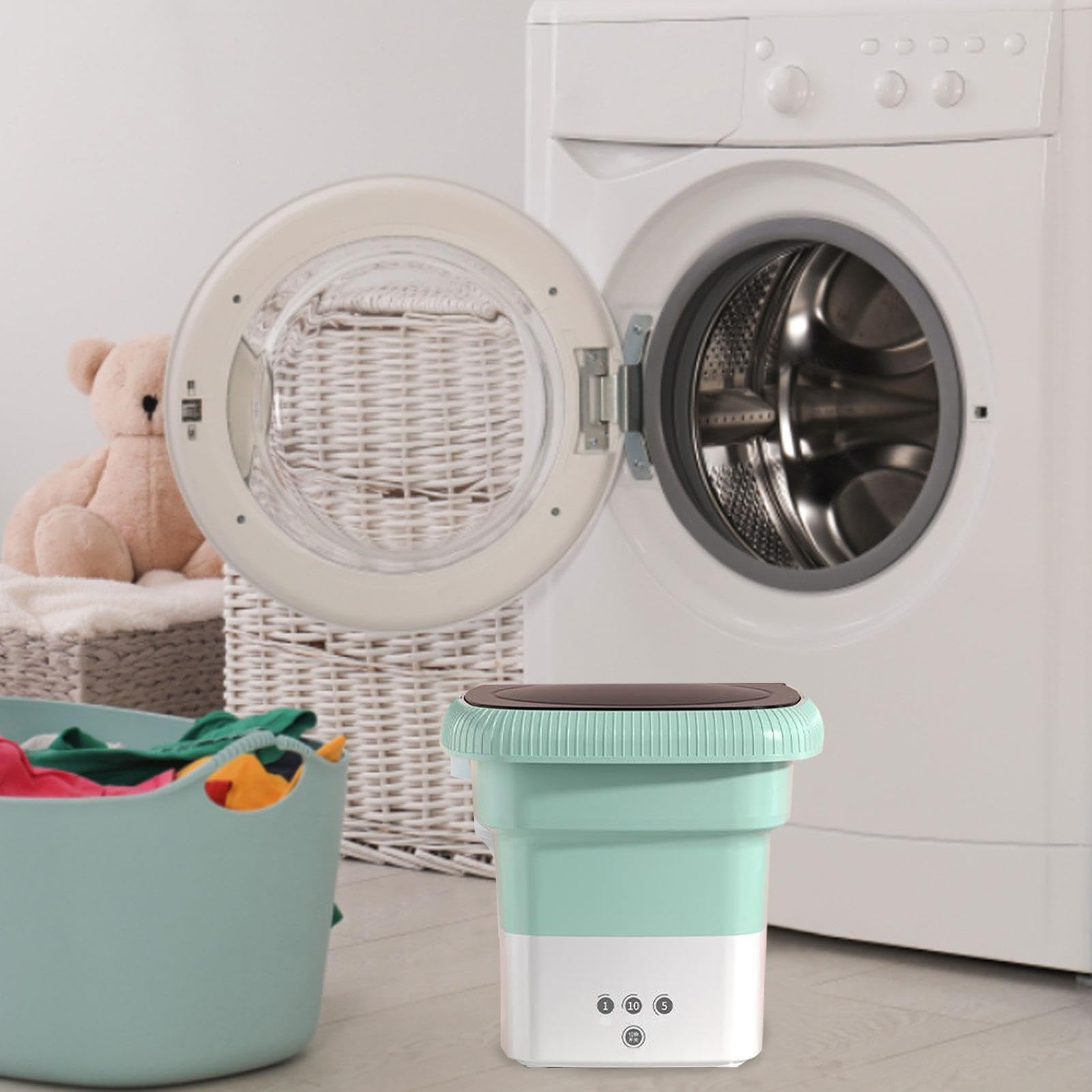 Portable Washing Machine - Large Capacity, Foldable Mini Washing Machine, Half Automatic Small Washer for Baby Clothes, Underwear Or Small Items, Washer and Spin Dryer Small Foldable Bucket Washer