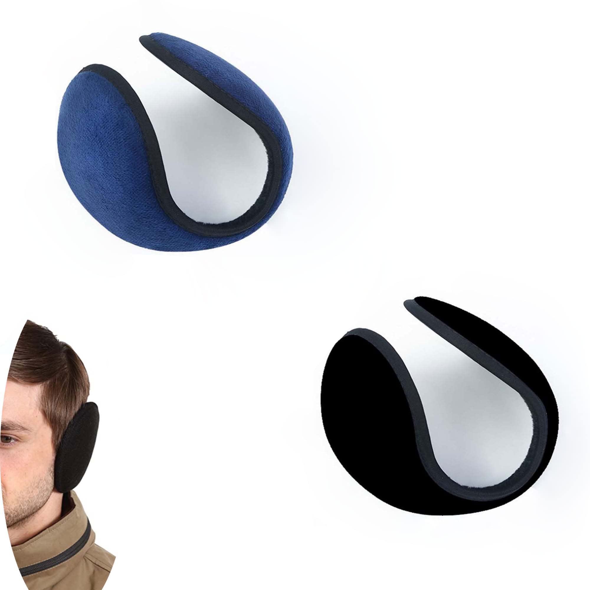 Setaria Viridis Ear Warmers/Earmuffs - Winter Soft Earmuffs/Covers for Men & Women for Cold Weather Outdoor 2 Pack (Black+Blue) (black blue)