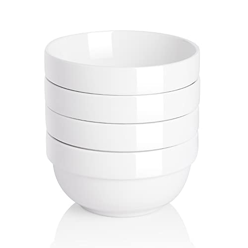 Sweejar Porcelain Desssert Bowls, 12 Ounce Rice Bowls, Portion Control Ceral Bowls, Small Bowls for Ice Cream, Fruits, Salad, Side Dish, Set of 4 (Off-White)