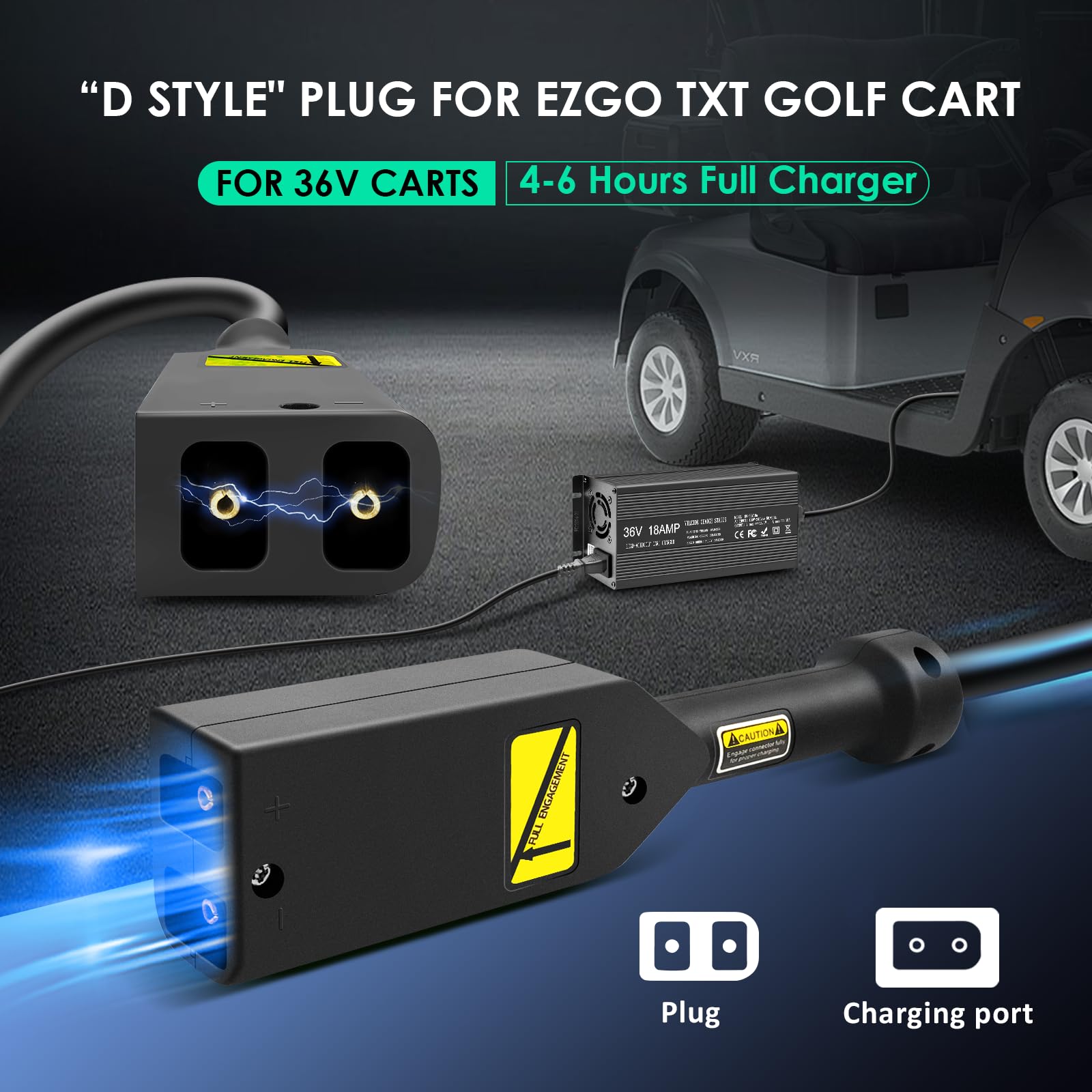 YILEIDE 36V 18A Golf Cart Battery Charger for EZGO TXT with D Style Plug