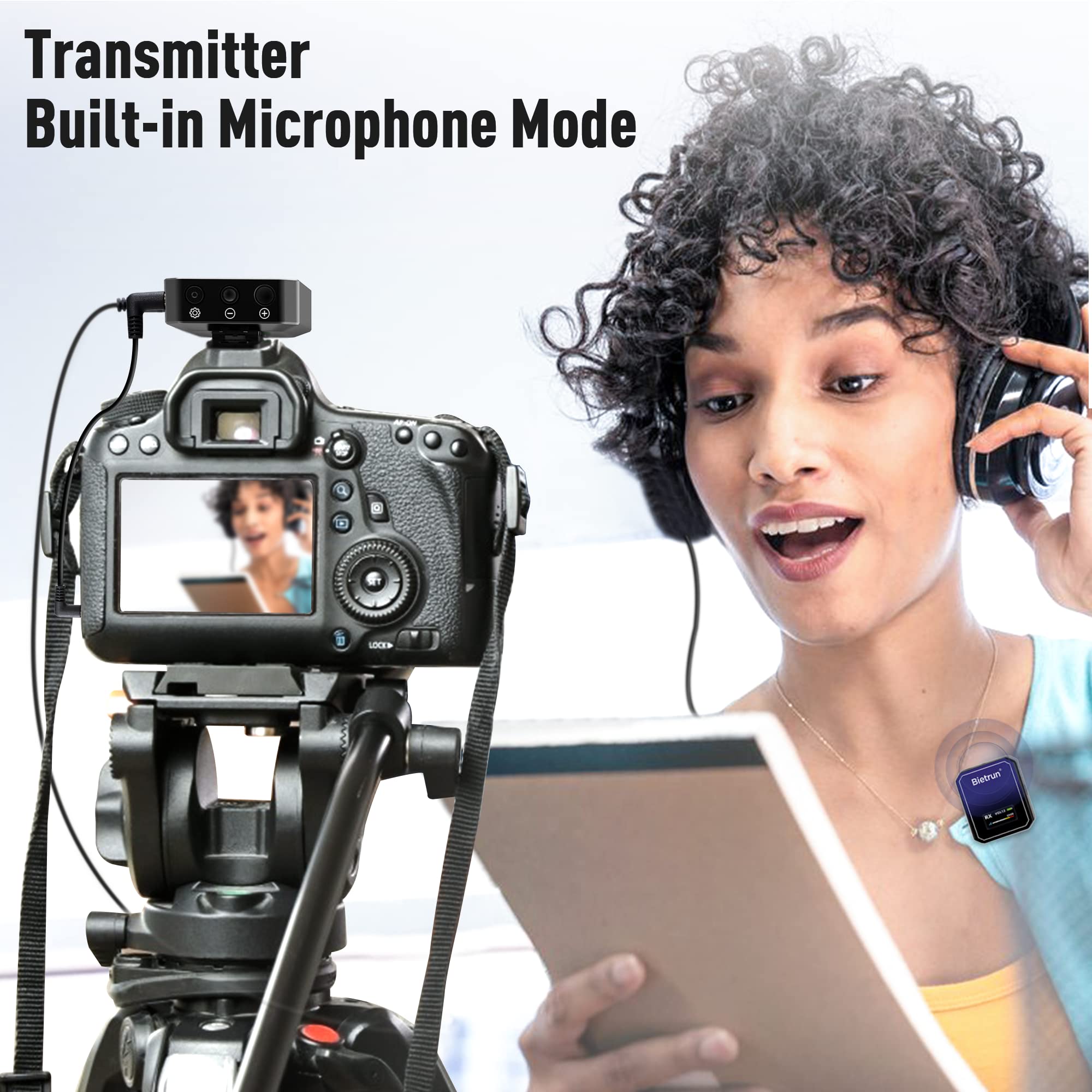 Portable Wireless Lavalier Microphone for iPhone, Camera, Android, Gopro 6/7/8/9/10,Gain Adjustment&Mute,Wireless Lapel Clip On Mic System for Video Recording,YouTube,Vlog(164 ft Range)with Windshield