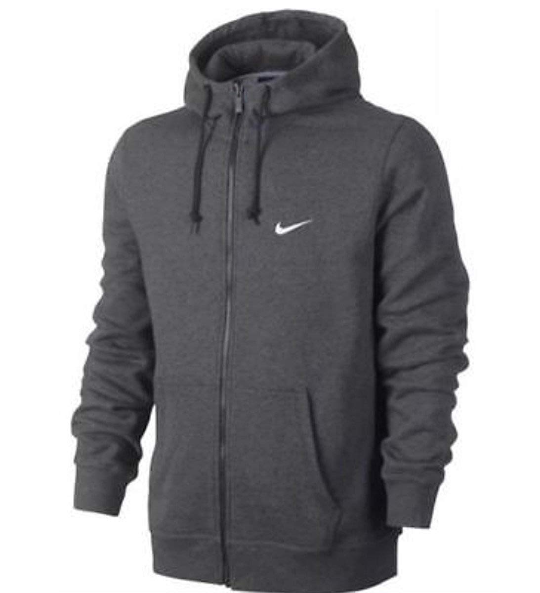 Nike Men's Club Swoosh Full Zip Fleece Hoodie (Small, Charcoal)