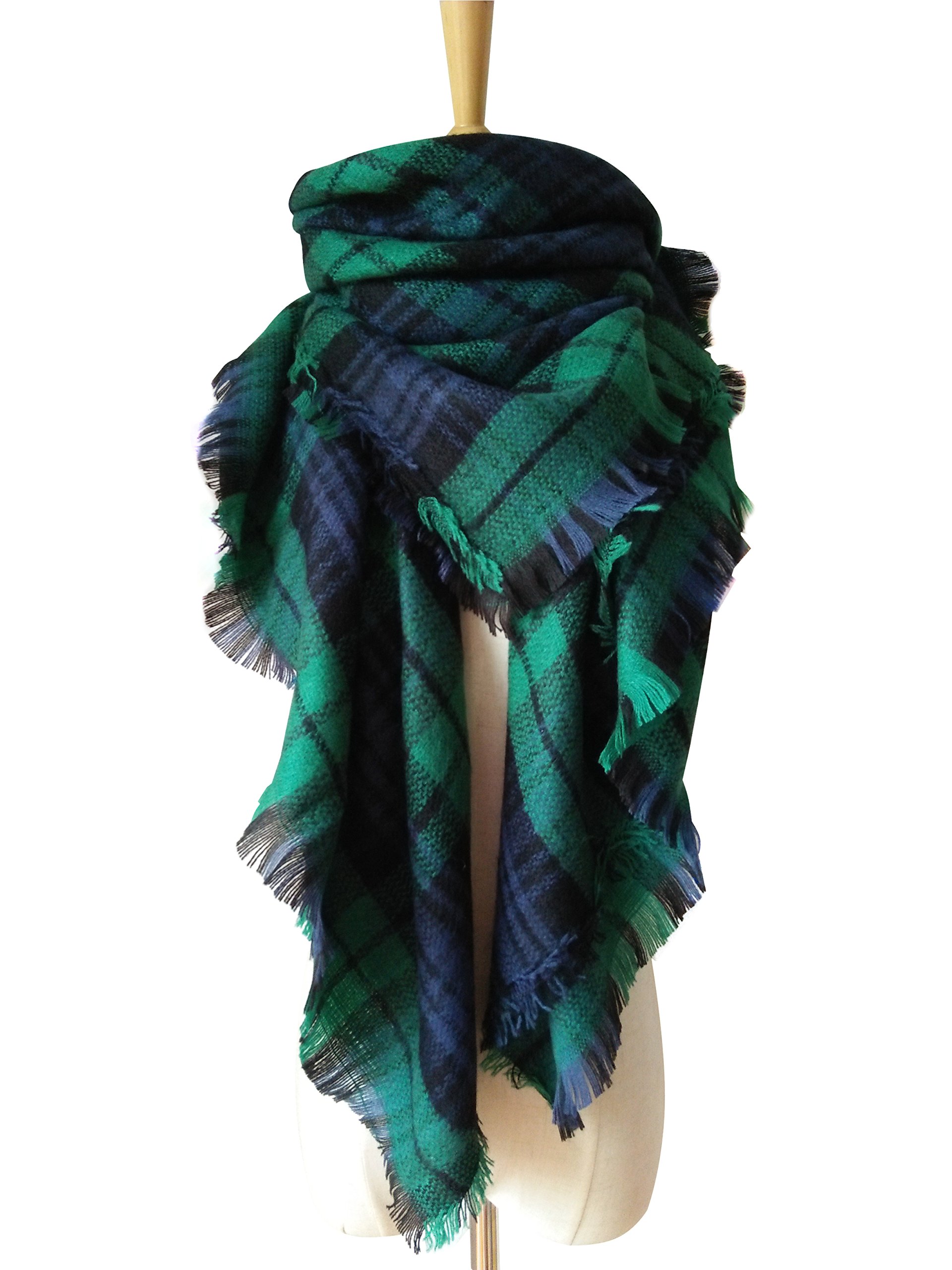 MOTINE Tartan Blanket Scarf Stylish Winter Warm Pashmina Wrap Shawl for Women (Green)