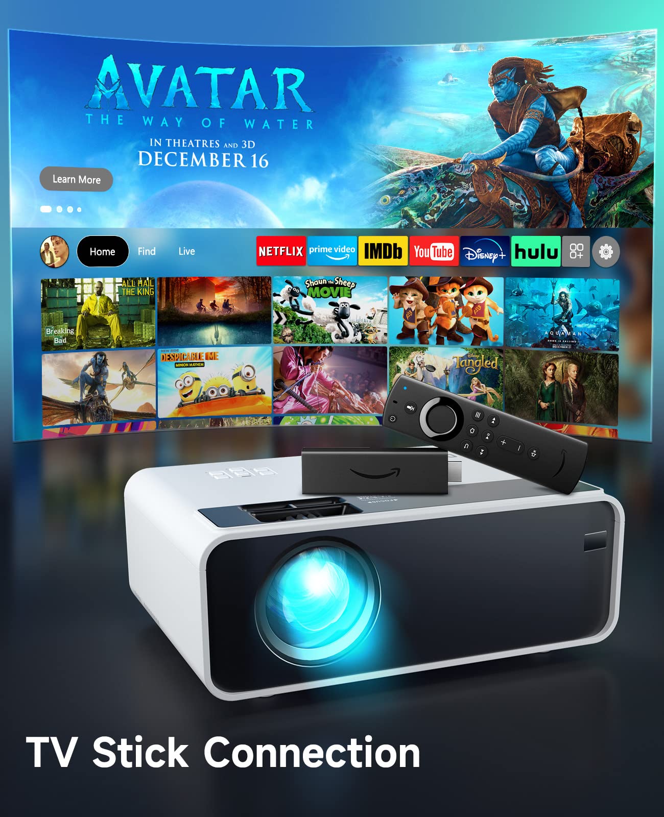 Projector, CiBest 1080P HD Mini Projector Outdoor, 2023 Upgraded 9500L Full HD Portable Projector, Small Home Movie Projector 200" Supported, Compatible with HDMI/USB/VGA/AV/Phone/TV Box