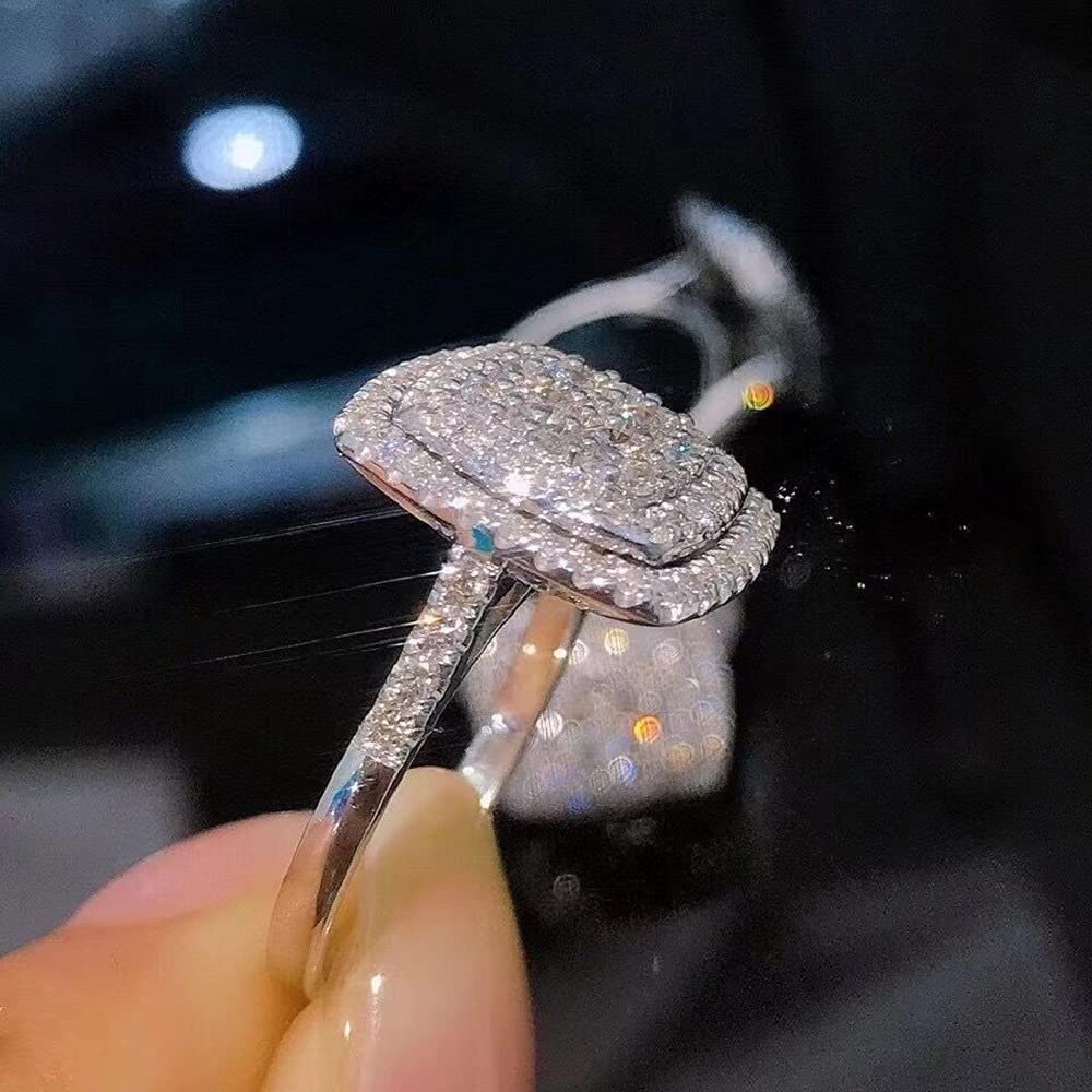 Square Super Flash Princess Engagement Wedding Diamond Ring (US Code 6-10) (8)