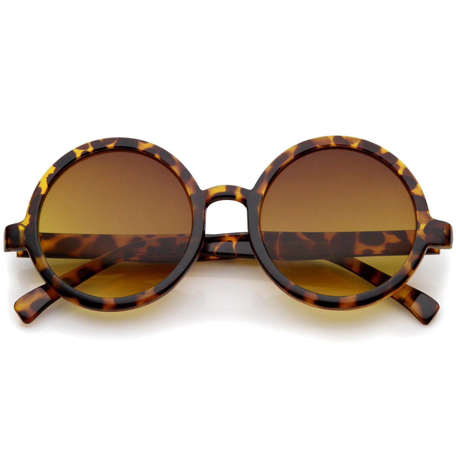 zeroUV Trendy Round Retro Sunglasses for Women, UV400 Vintage Horn Rimmed Neutral-Colored Lens 52mm (Tortoise/Amber)