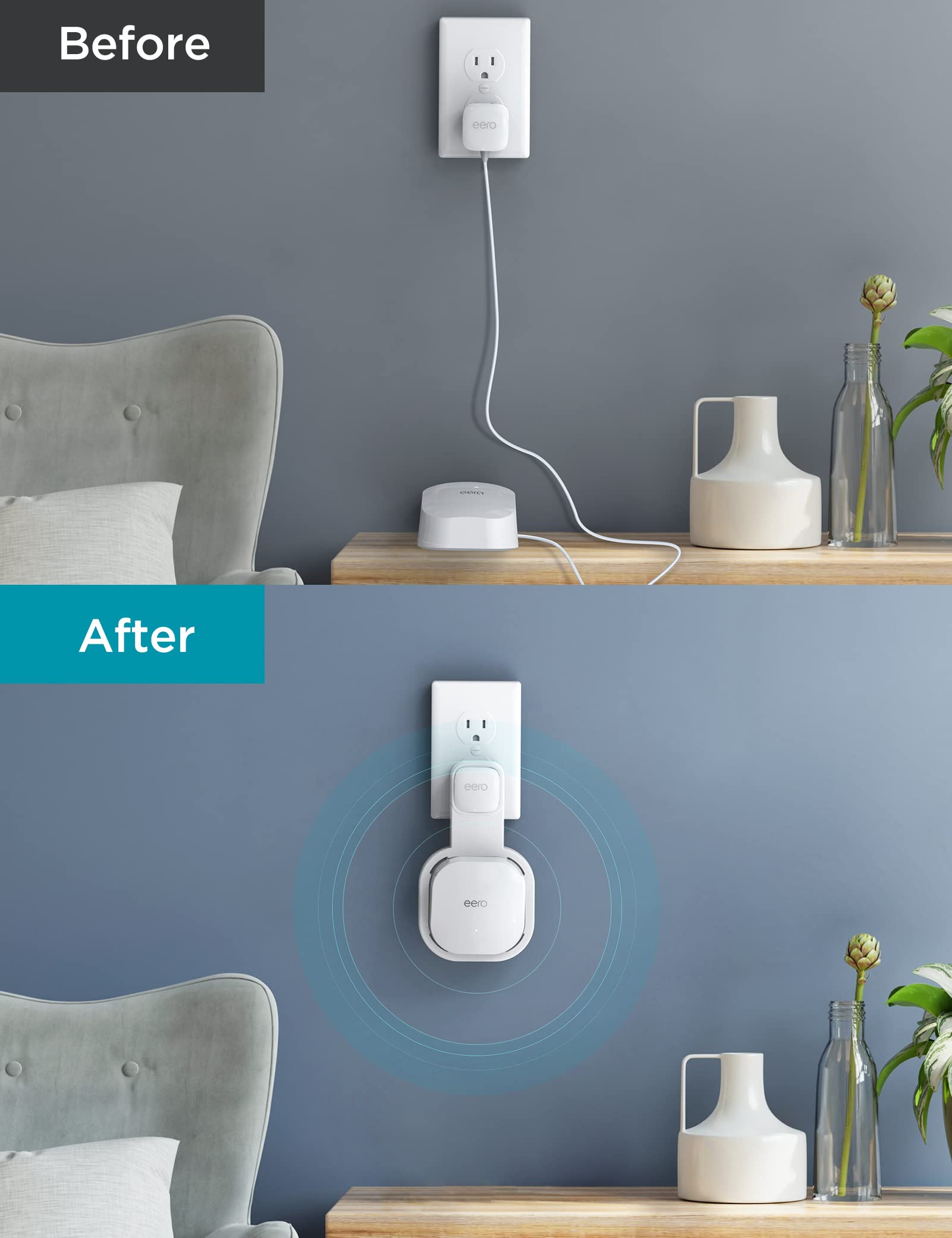 Wall Mount Holder for eero 6 Router Mesh Wi-Fi System [NOT Fit for eero Pro 6], The Simplest Outlet Wall Mount Holder, Stand Bracket for eero 6 Extender No Messy Wires Space Saving White(1 Pack)
