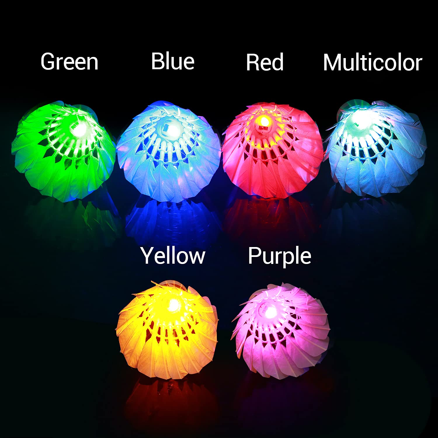 Ohuhu Shuttlecock, LED Birdies Badminton Glow in The Dark Lighting Badminton Birdies Goose Feather Shuttlecocks Light up for Outdoor Indoor Adults Sport Activities