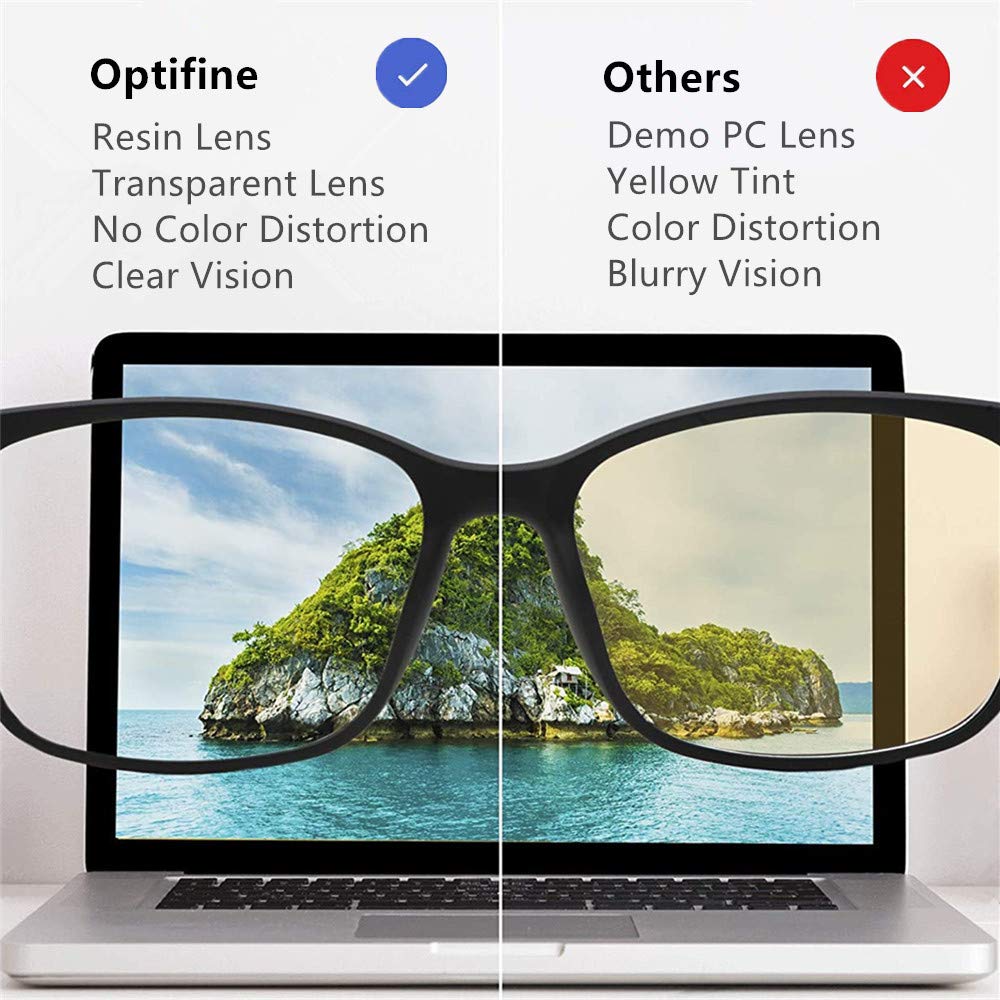 Optifine Blue Light Blocking Reading Glasses Women Men Rectangle Eyeglasses Frame Computer Magnification Reader Matt Brown +0.25