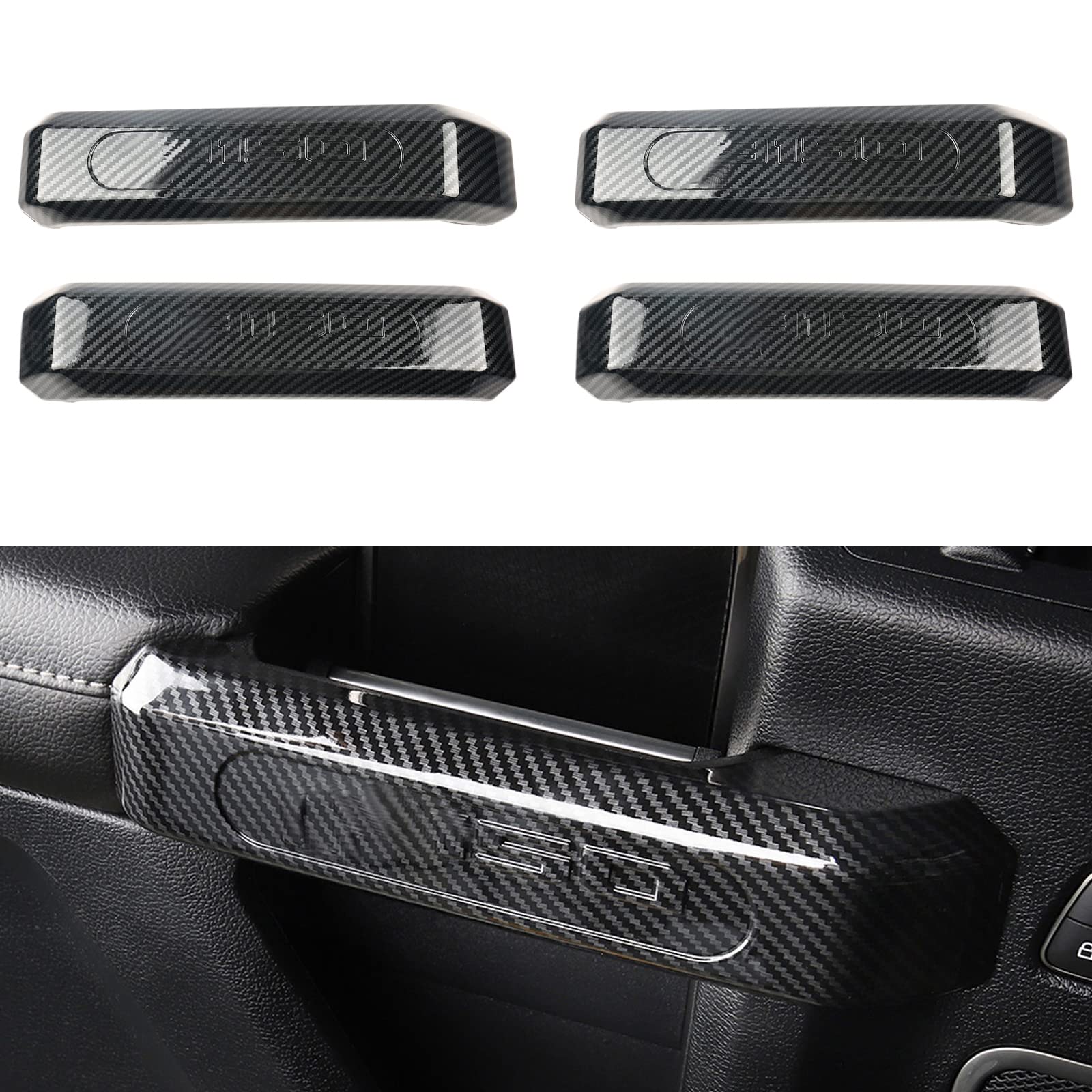 sportuli Carbon Fiber Inner Door Handle Cover Trim Kit Interior Decoration Replace for Ford F150 2015-2020