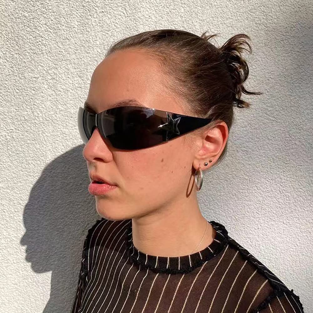 ZEWEI Rimless Y2K Sunglasses for Women, Fashion Shield Wrap Around Sunglasses Men Frameless Gradient Lens Sun Glasses Eyewear
