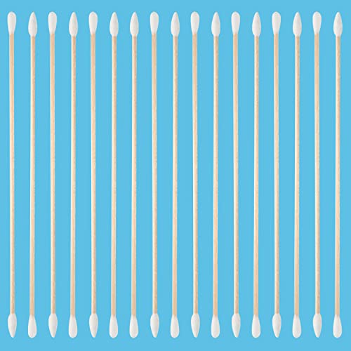 Norme 6 Inch Cotton Swabs in Storage Box 500 Pcs Long Cotton Swab Pointed and Round Tip with Wooden Handle Cleaning Swabs Buds for Makeup Gun Cleaning Pet Care